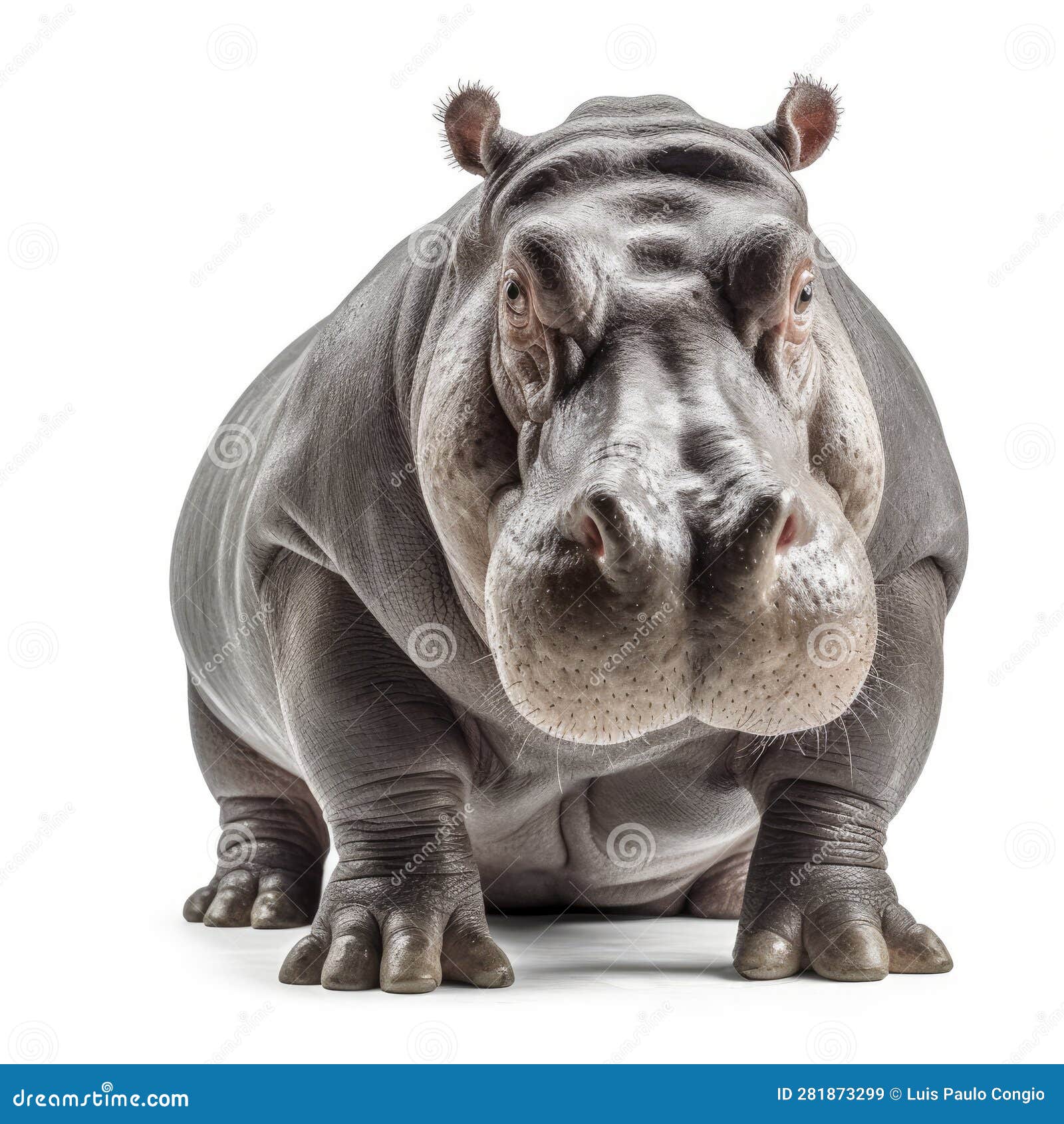 A Hippopotamus Standing in Front of a Plain White Background Stock ...