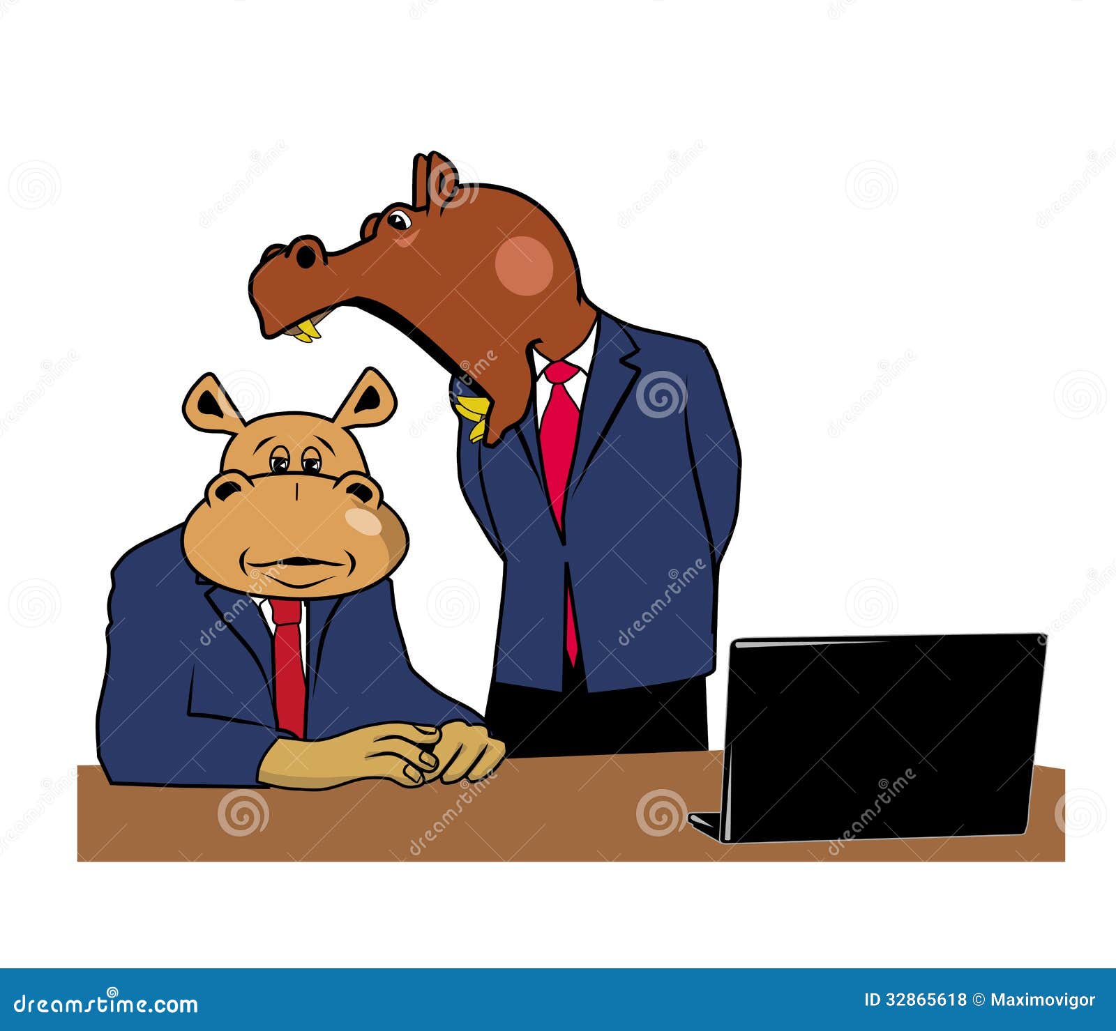 Hippos in office 3 stock illustration. Illustration of manager - 32865618