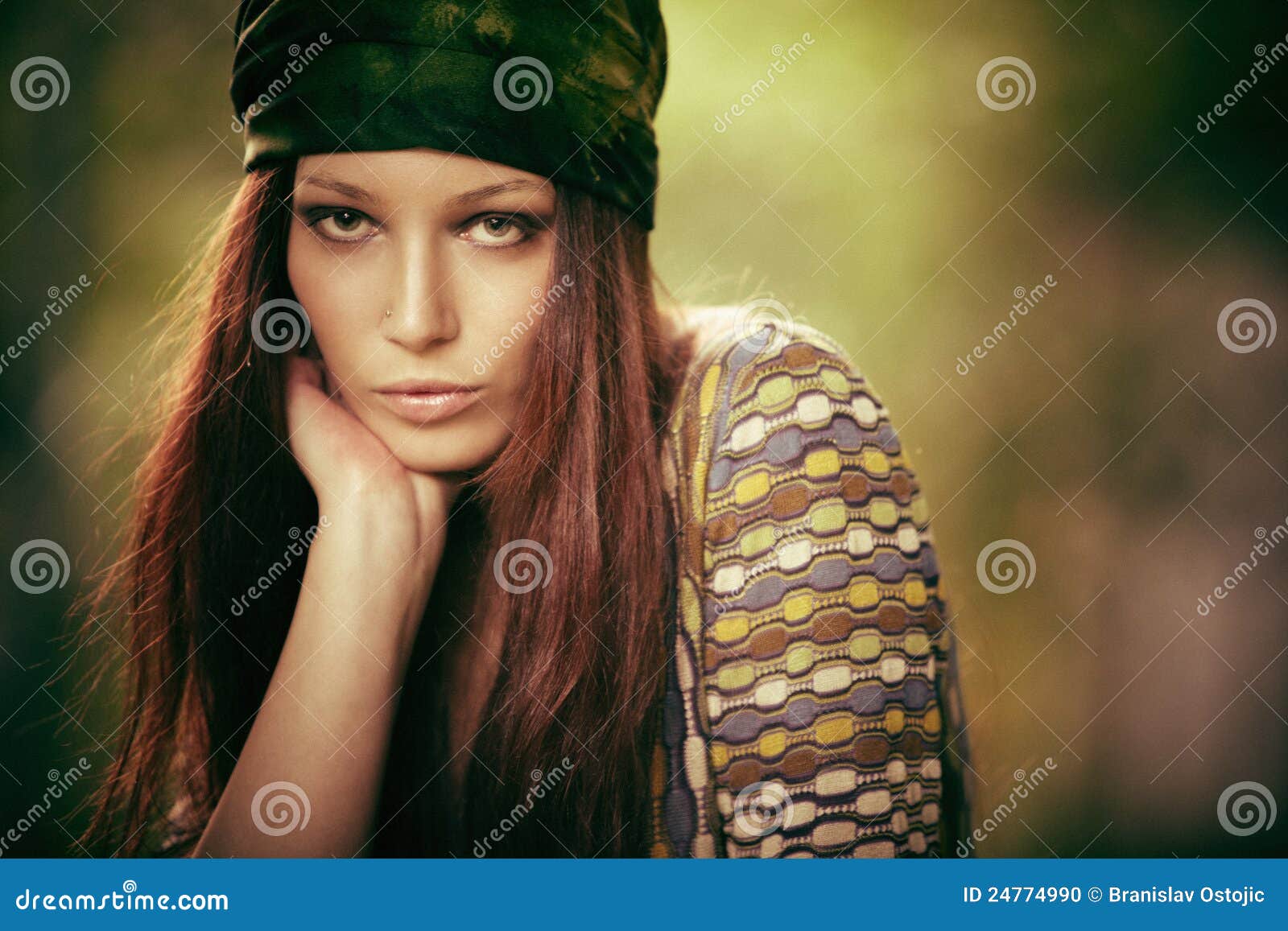 Hippy girl stock photo. Image of hippy, look, green, beauty - 24774990