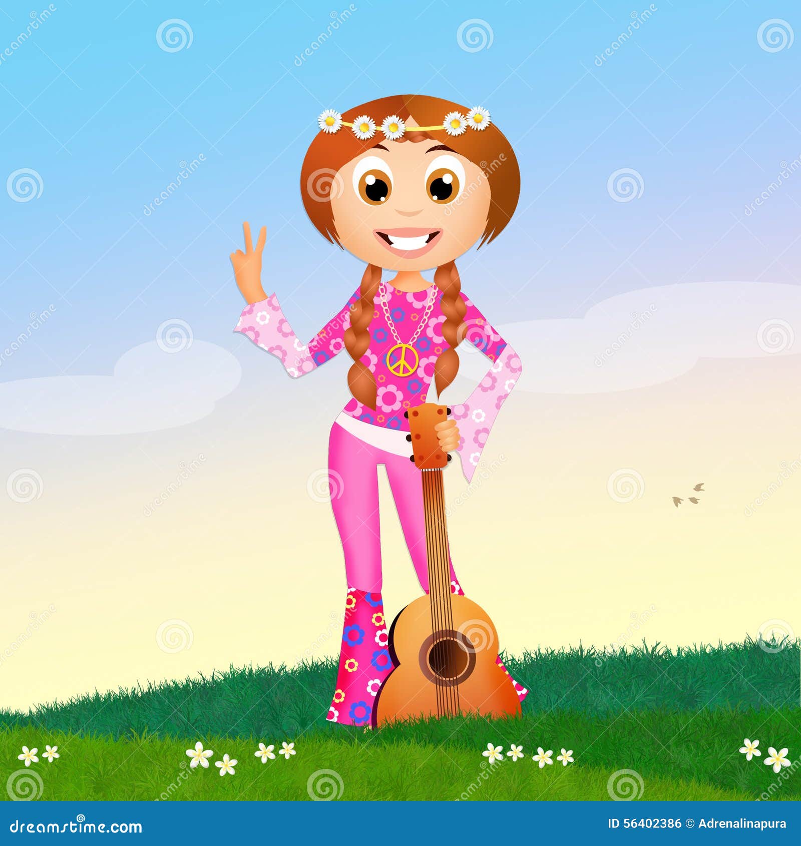 Hippy Girl Royalty-Free Cartoon | CartoonDealer.com #56401331