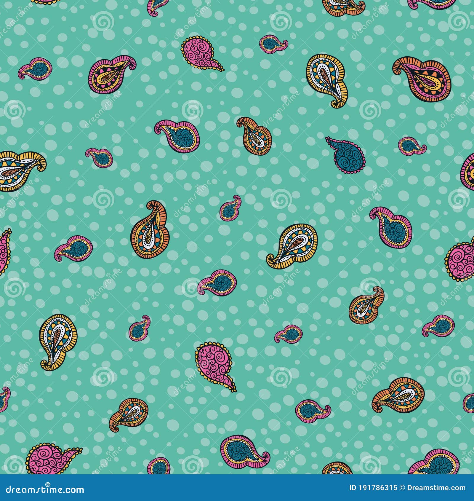 Hippy Indian Paisley Vector Repeat Pattern Design Stock Vector ...