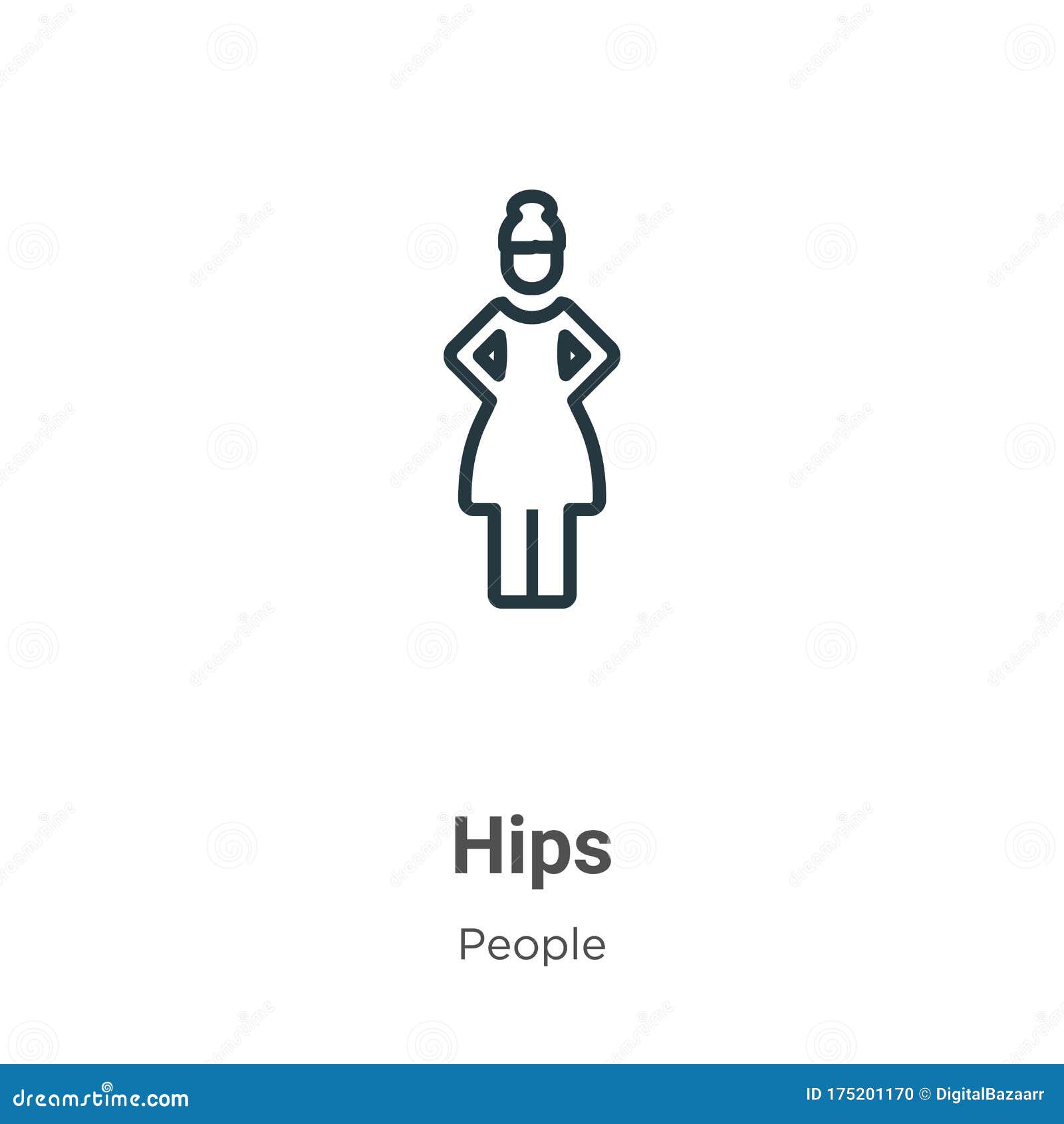 Hips Outline Vector Icon. Thin Line Black Hips Icon, Flat Vector Simple ...
