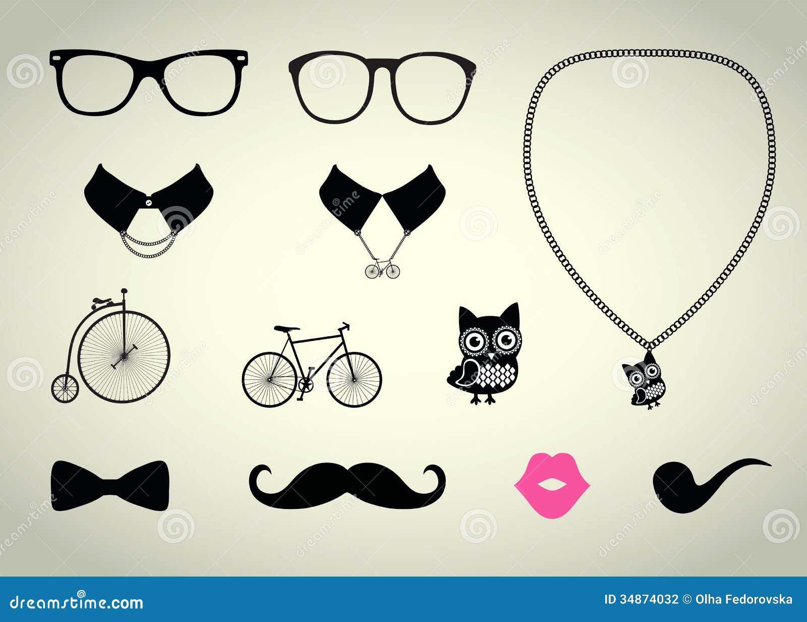 Hipster Accessory Set stock vector. Illustration of party - 34874032
