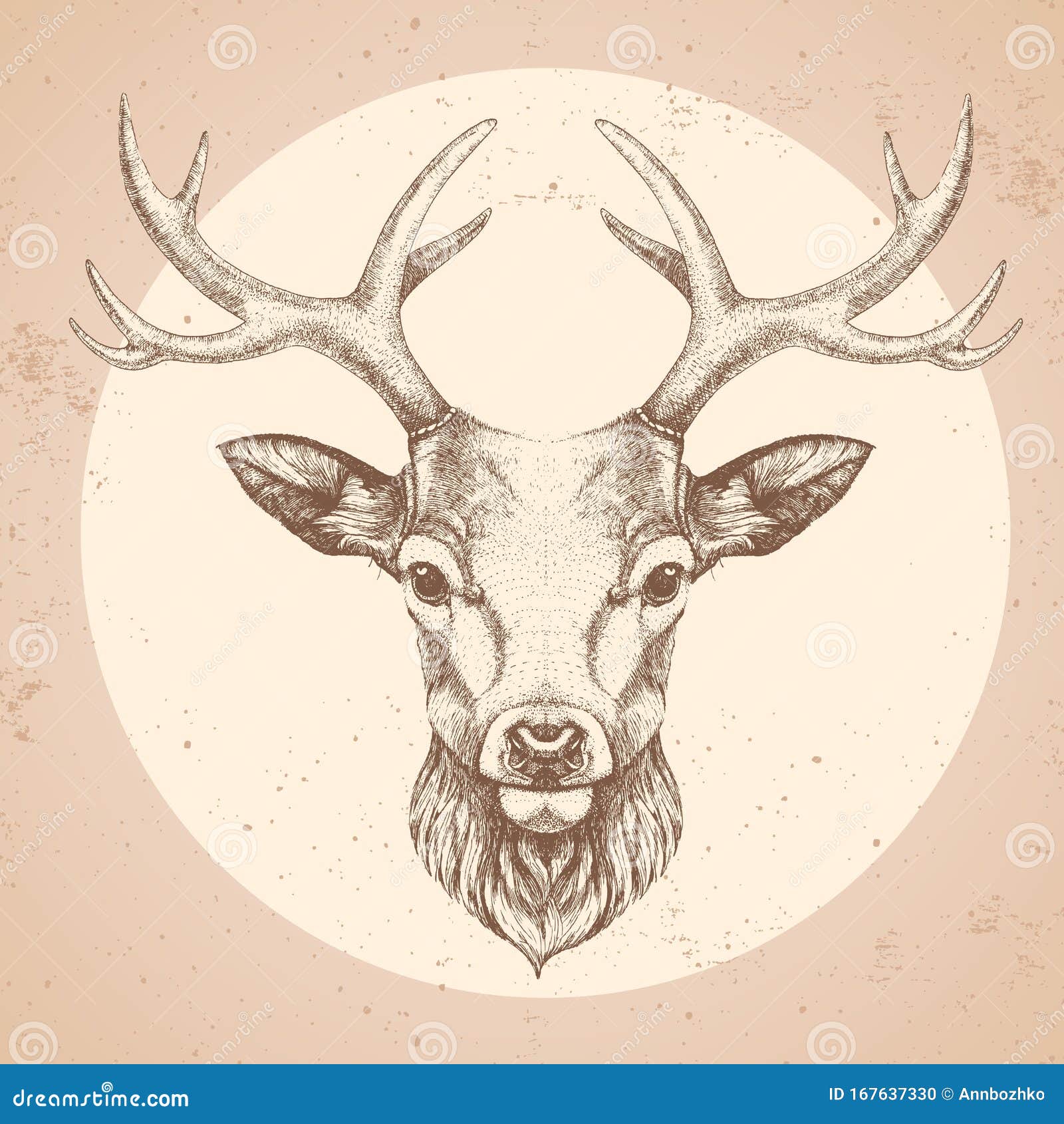 Red Deer Hand Drawn With Contour Lines On White Background. Elegant ...