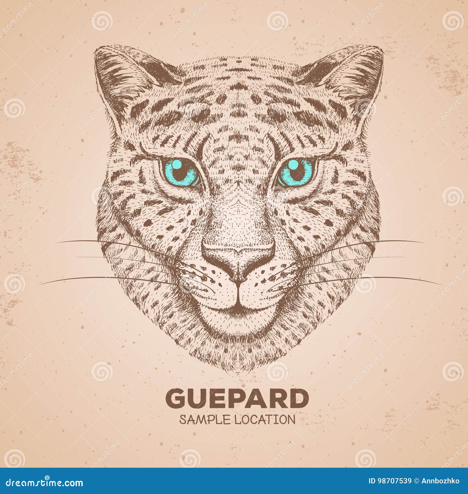 Hipster Animal Guepard. Hand Drawing Muzzle of Guepard Stock Vector ...
