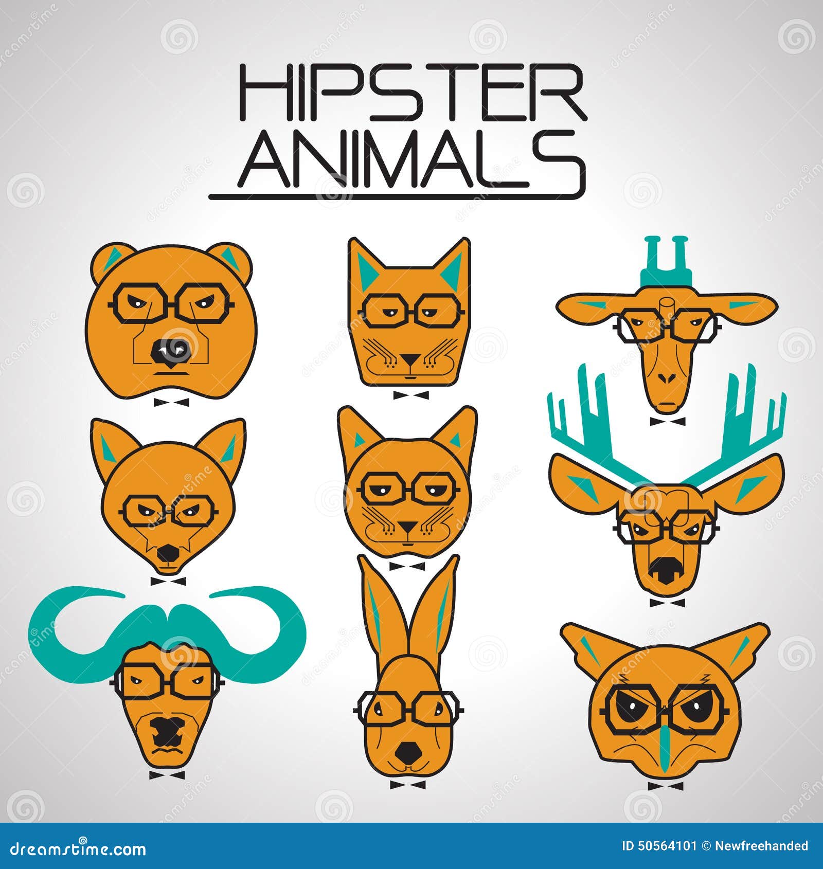 Hipster animal icons set stock illustration. Illustration of retro ...