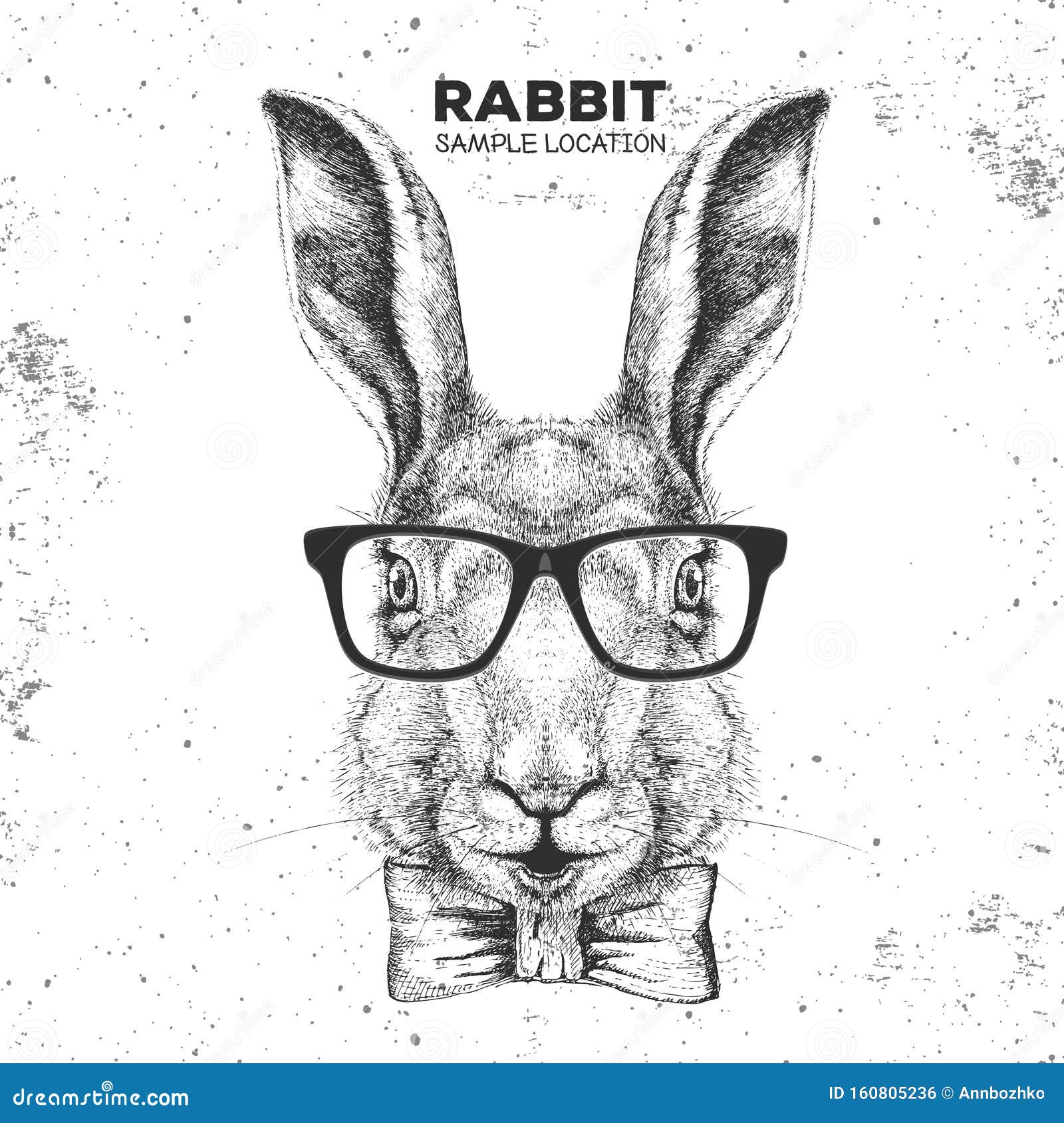 Hipster Animal Rabbit. Hand Drawing Muzzle of Bunny Stock Vector ...