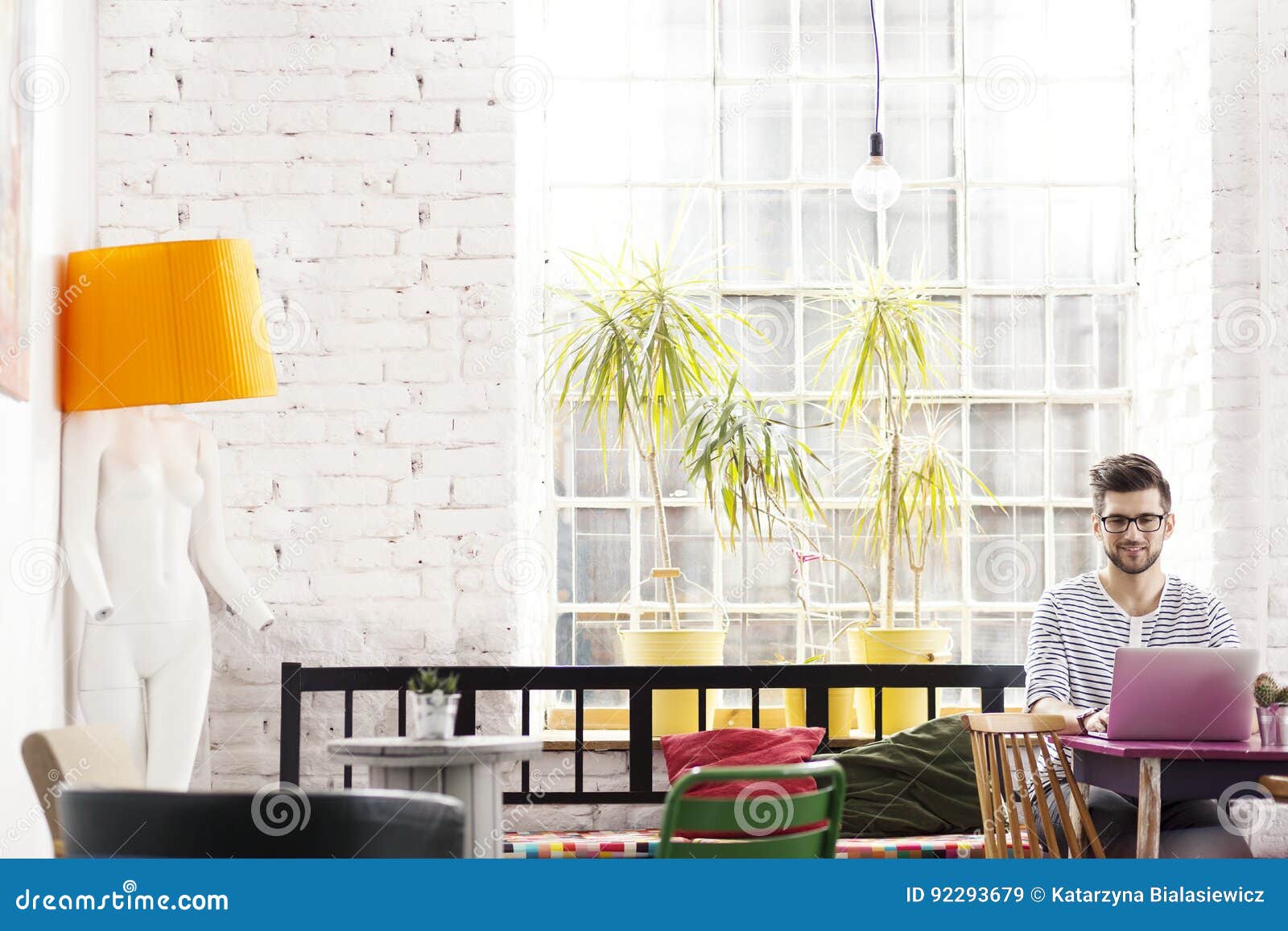 Hipster Architect in Industrial Loft Stock Image - Image of architect ...