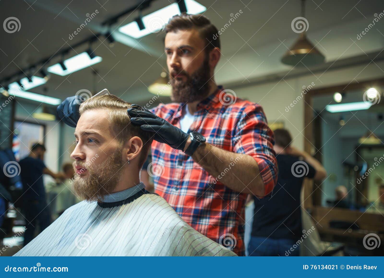 Hipster in barber shop stock image. Image of hairstyle - 76134021