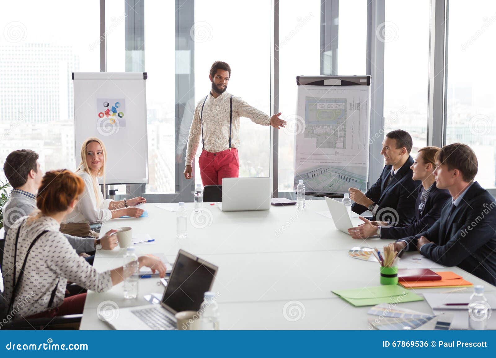Hipster Business Man Presenting the Project Stock Photo - Image of ...