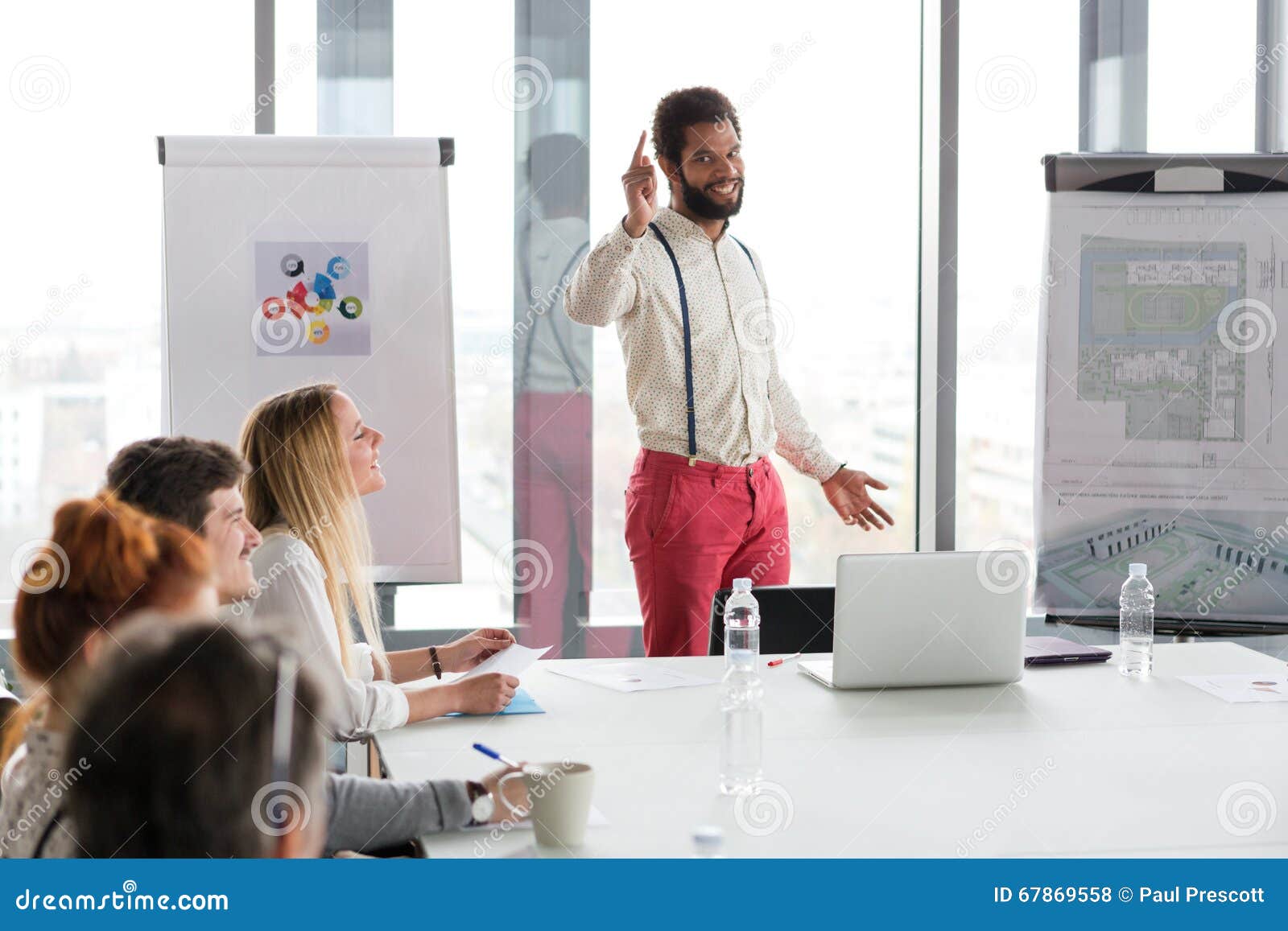 Hipster Business Man Presenting the Project Stock Photo - Image of ...