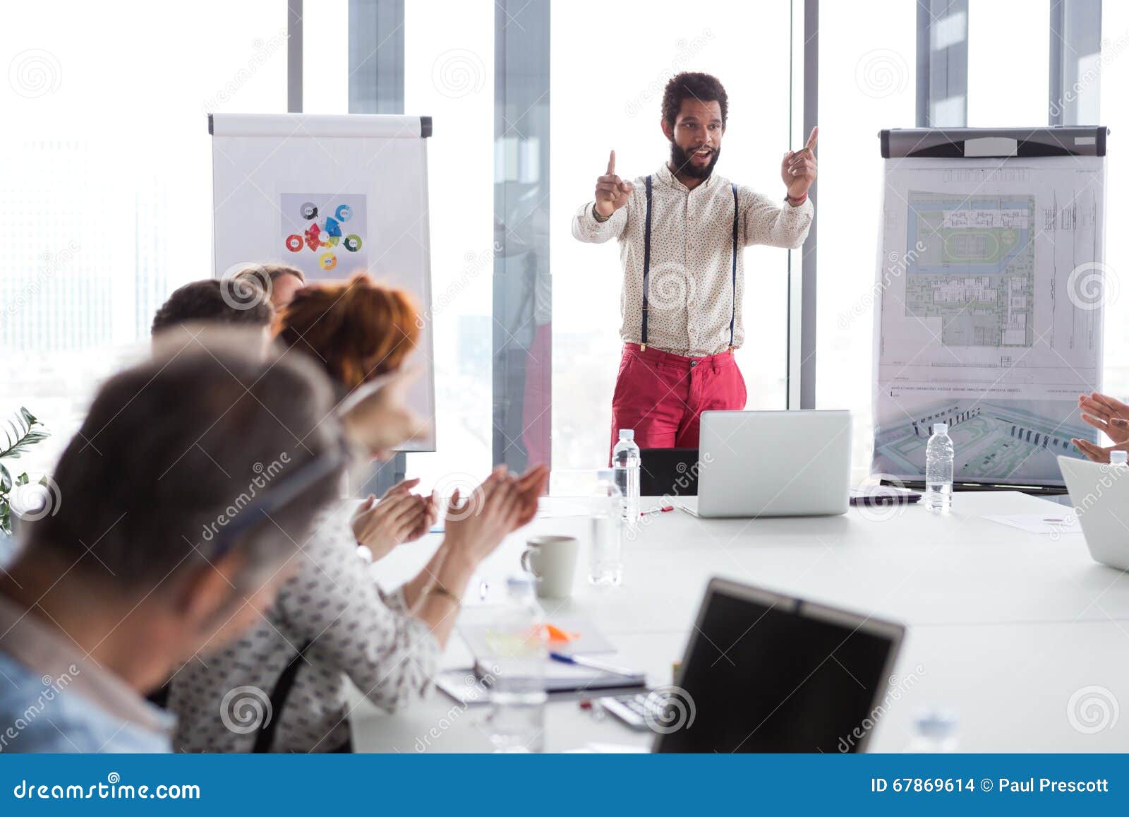 Hipster Business Man Presenting the Project Stock Photo - Image of ...