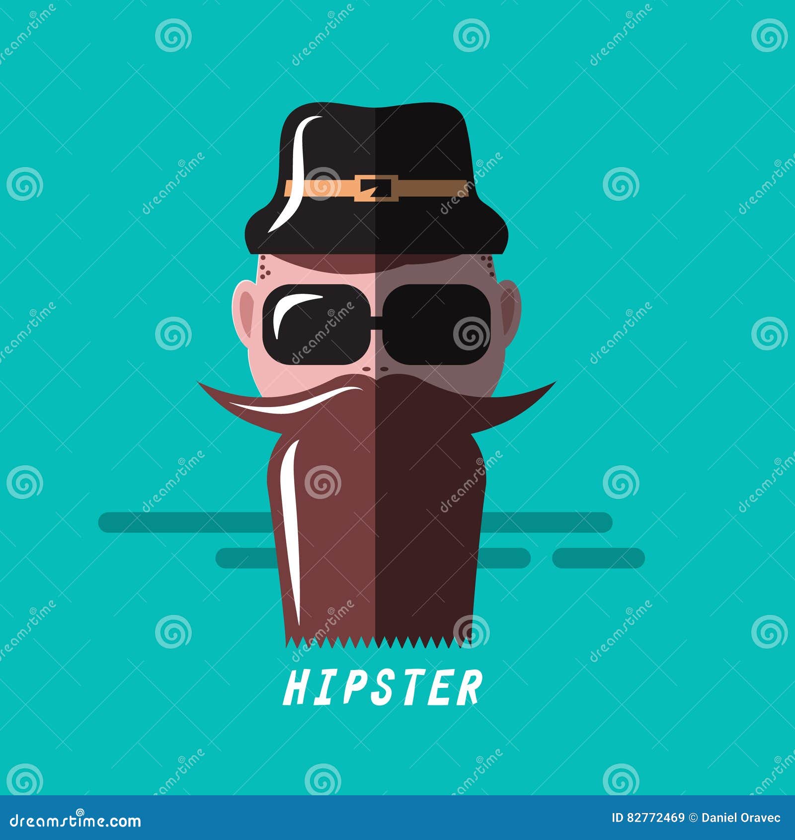 Hipster Cartoon stock vector. Illustration of mustache - 82772469