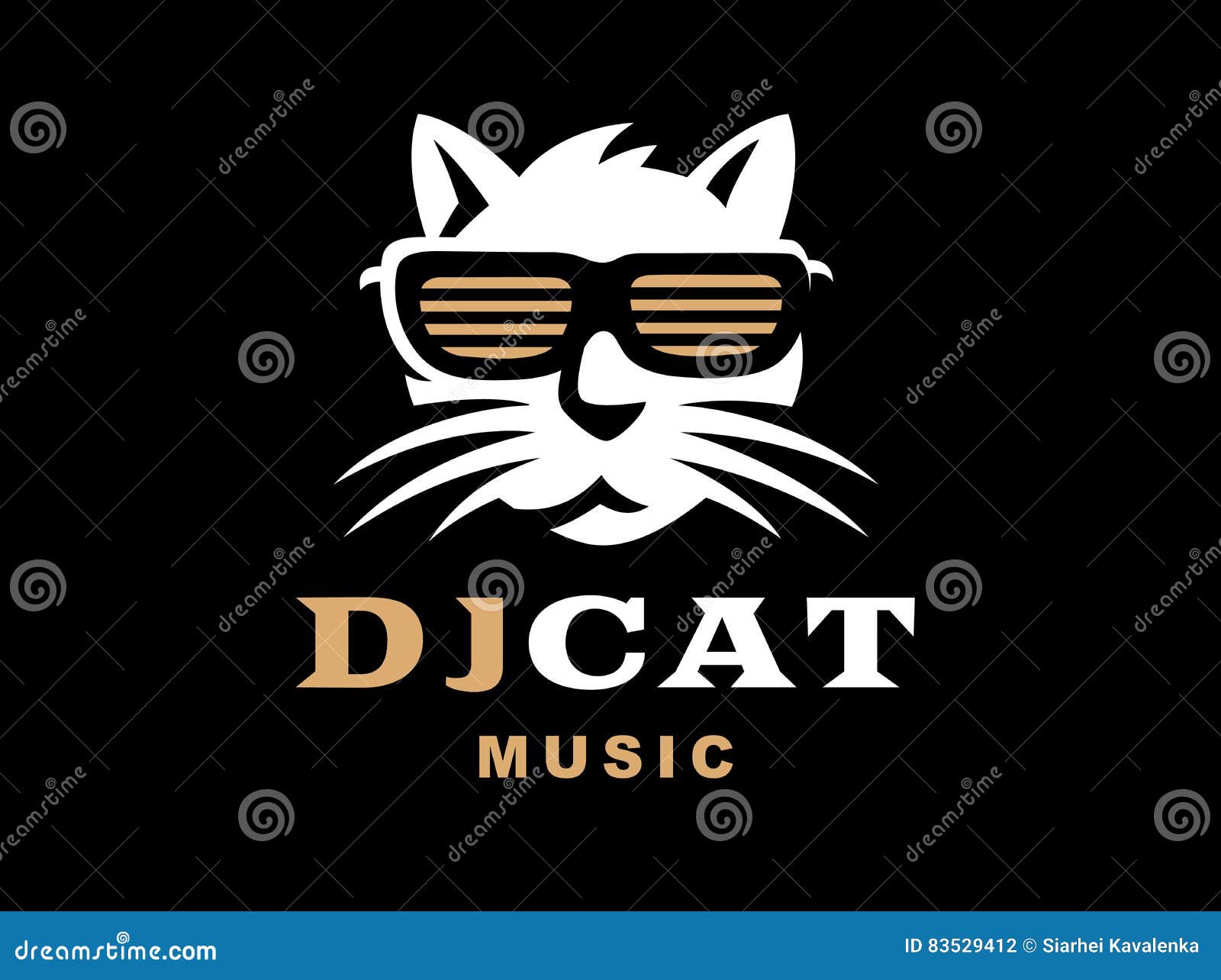 Dj Cat Logo Premium Vector | Cute Cat DJ Playing Music Cartoon Vector