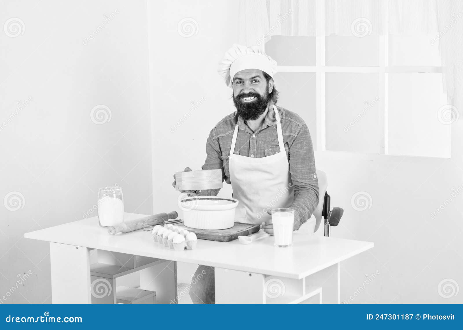 Hipster Chef in Hat Prepare Healthy Meal, Husband Stock Image - Image ...