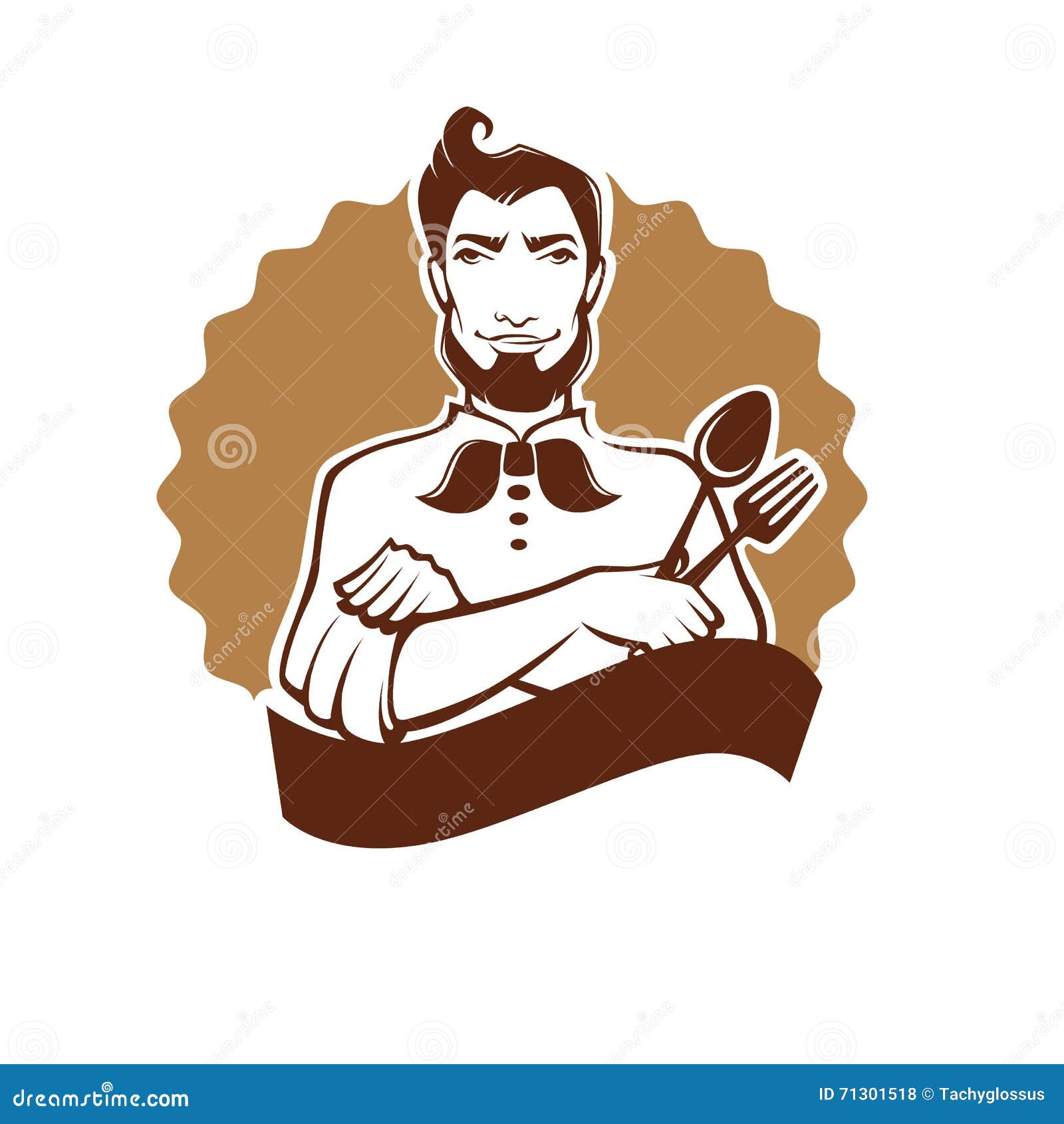 Hipster chef stock vector. Illustration of dinner, line - 71301518