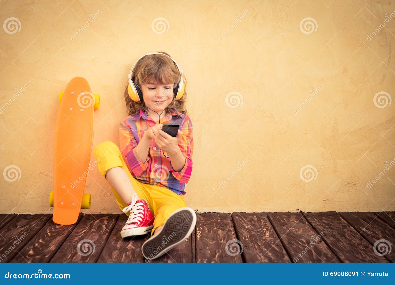 Hipster Child with Skateboard Stock Image - Image of hipster ...