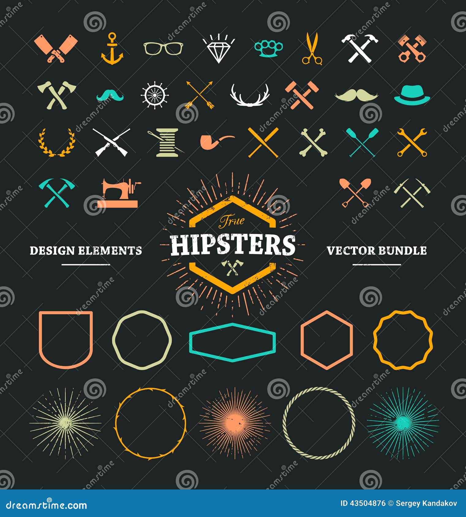 Hipster Design Elements stock vector. Illustration of object - 43504876