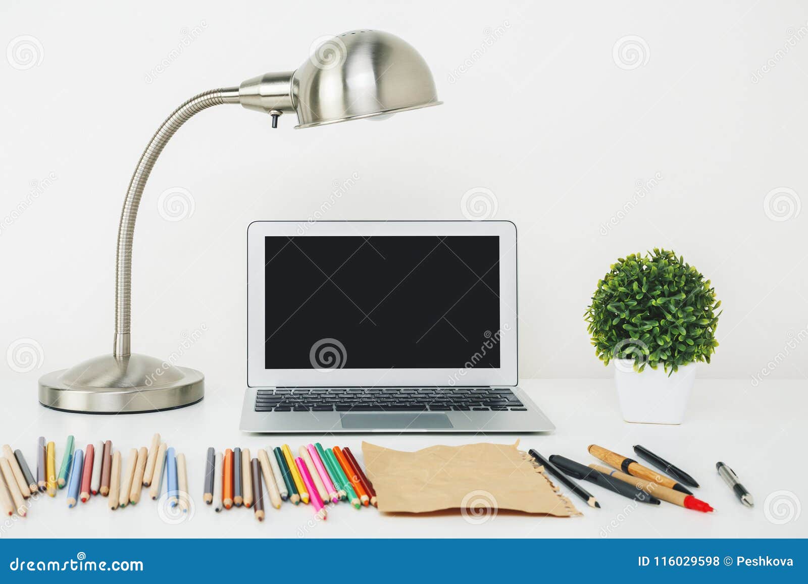 Hipster Designer Table Closeup Stock Photo - Image of monitor, designer ...