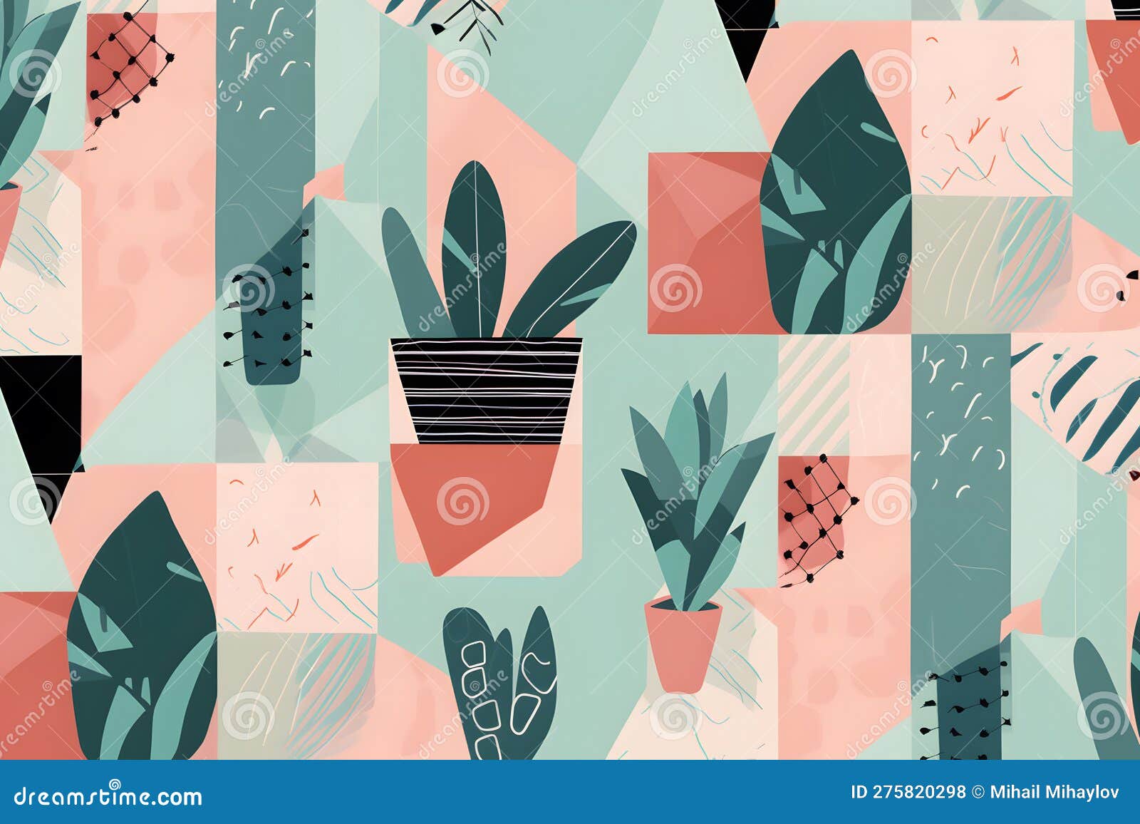 Hipster Flowery Patterns, AI Generated Illustration Stock Illustration ...