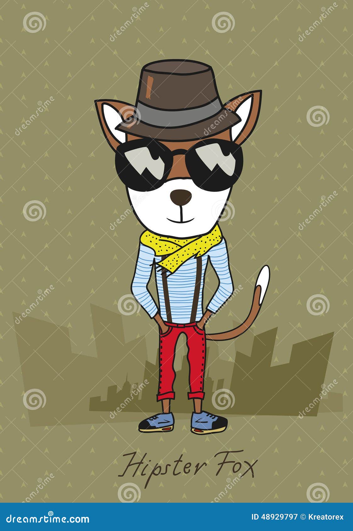 Hipster fox stock vector. Illustration of style, crazy - 48929797