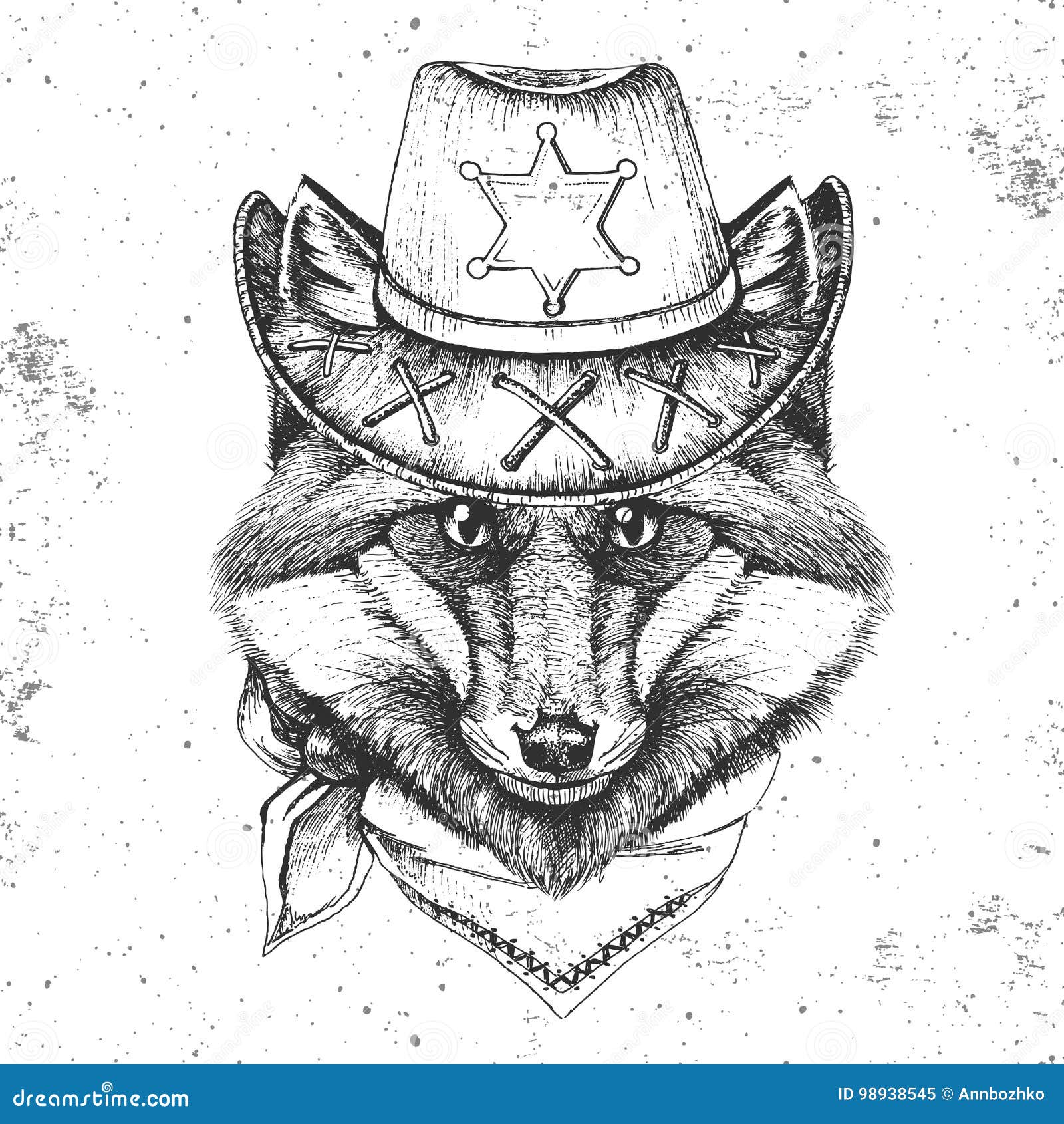 Hipster Animal Fox. Hand Drawing Muzzle of Animal Fox Stock Vector ...