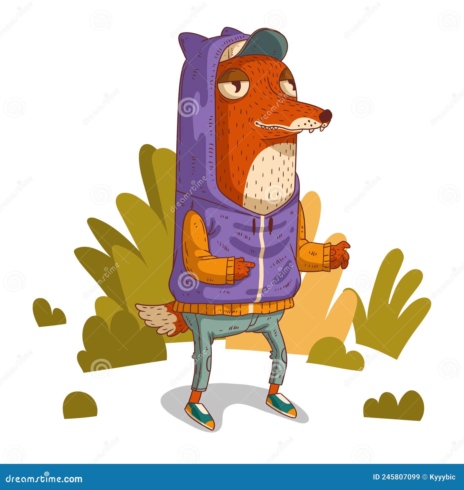 A Hipster Fox, Vector Illustration. Calm Casually Dressed ...