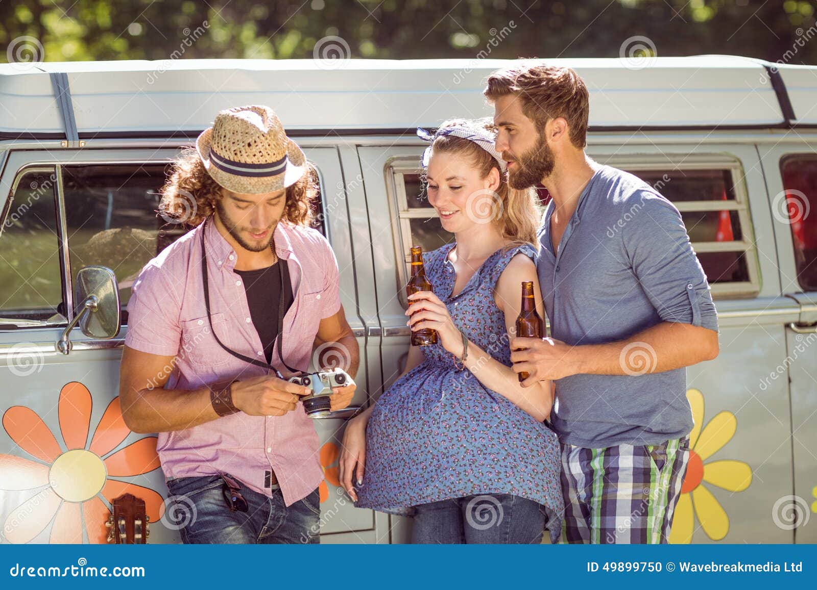 Hipster Friends Chatting and Drinking Stock Photo - Image of bright ...