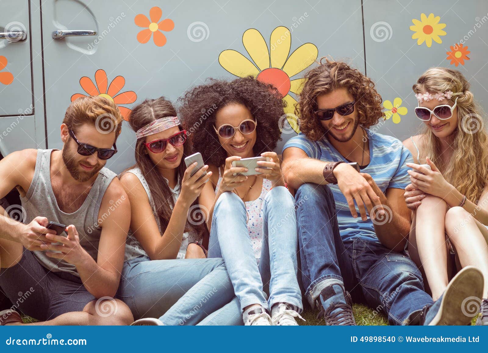 Hipster Friends Using Their Phones Stock Photo - Image of hipster ...