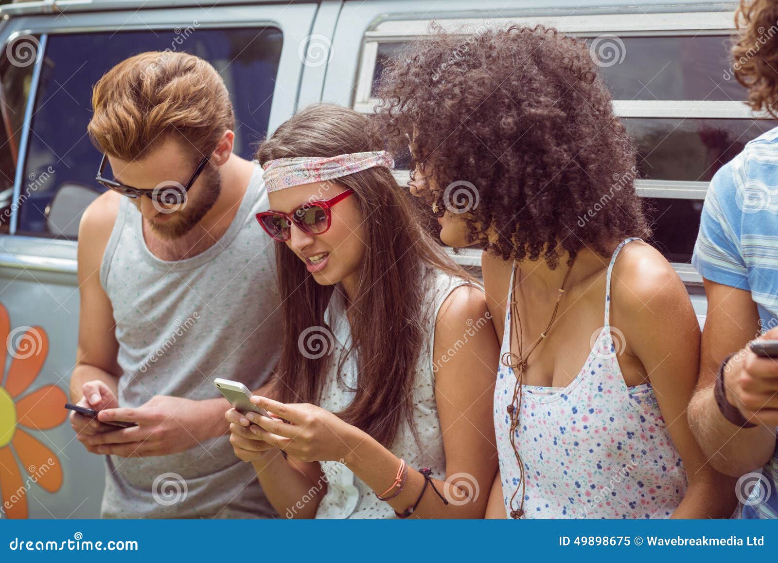 Hipster Friends Using Their Phones Stock Image - Image of home, freedom ...
