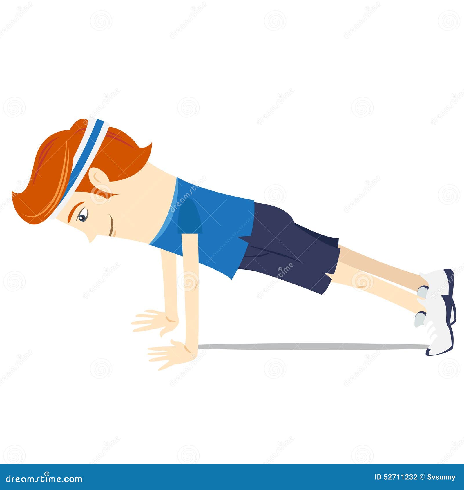 Boy Doing Push-up Exercise On A Floor Mat Vector Illustration. Man ...