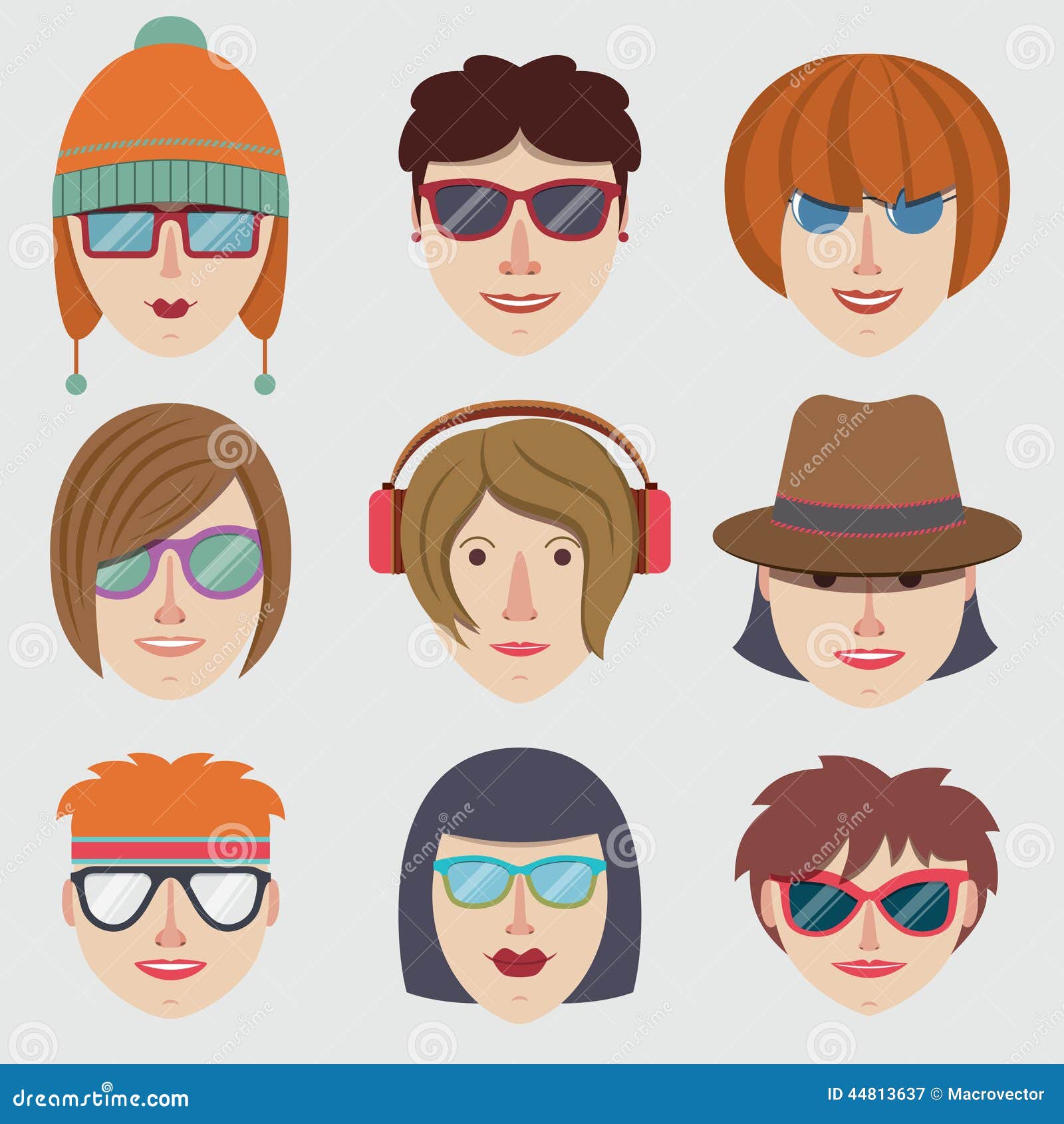 Hipster girl faces stock vector. Illustration of decorative - 44813637 Hipster girl faces stock vector. Illustration of decorative - 44813637