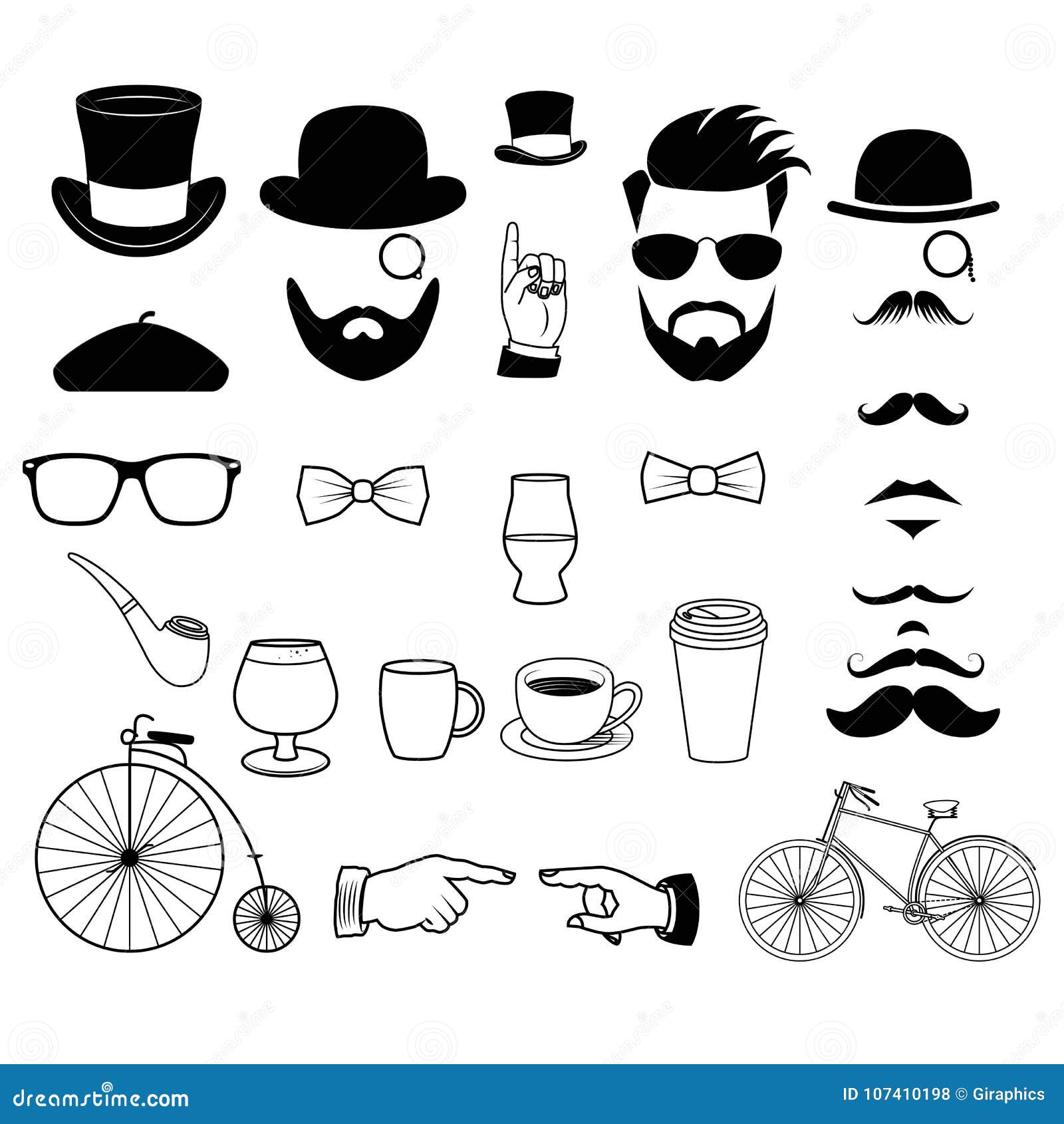 Hipster Graphics Set stock vector. Illustration of pointing - 107410198