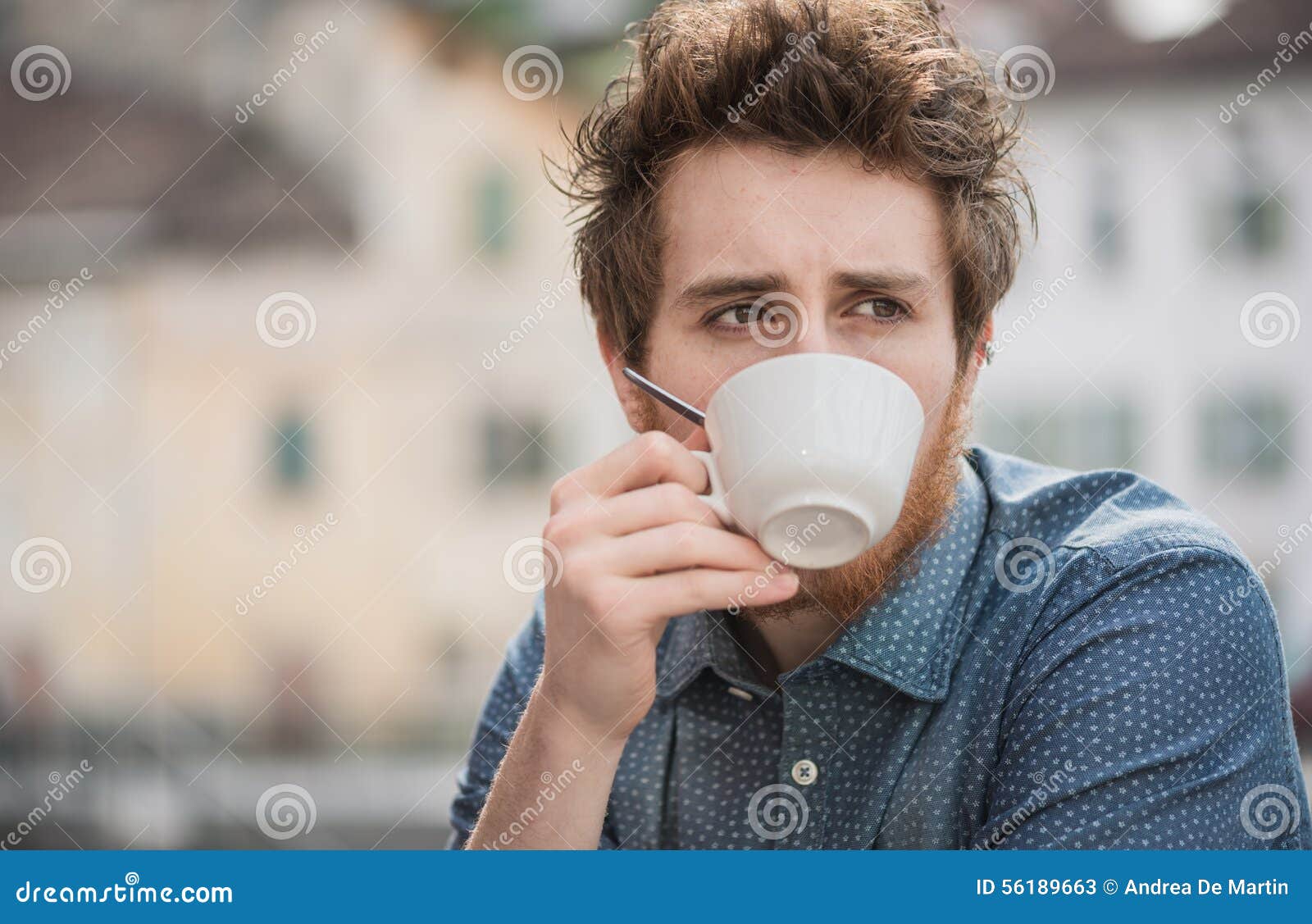 Hipster Guy Drinking a Coffee Stock Image - Image of restaurant, casual ...