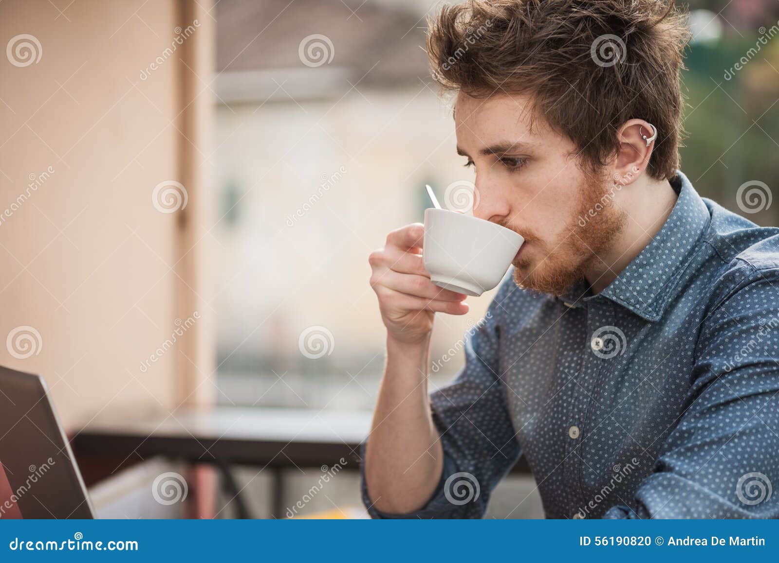 Hipster Guy Drinking a Coffee Stock Photo - Image of holding, break ...
