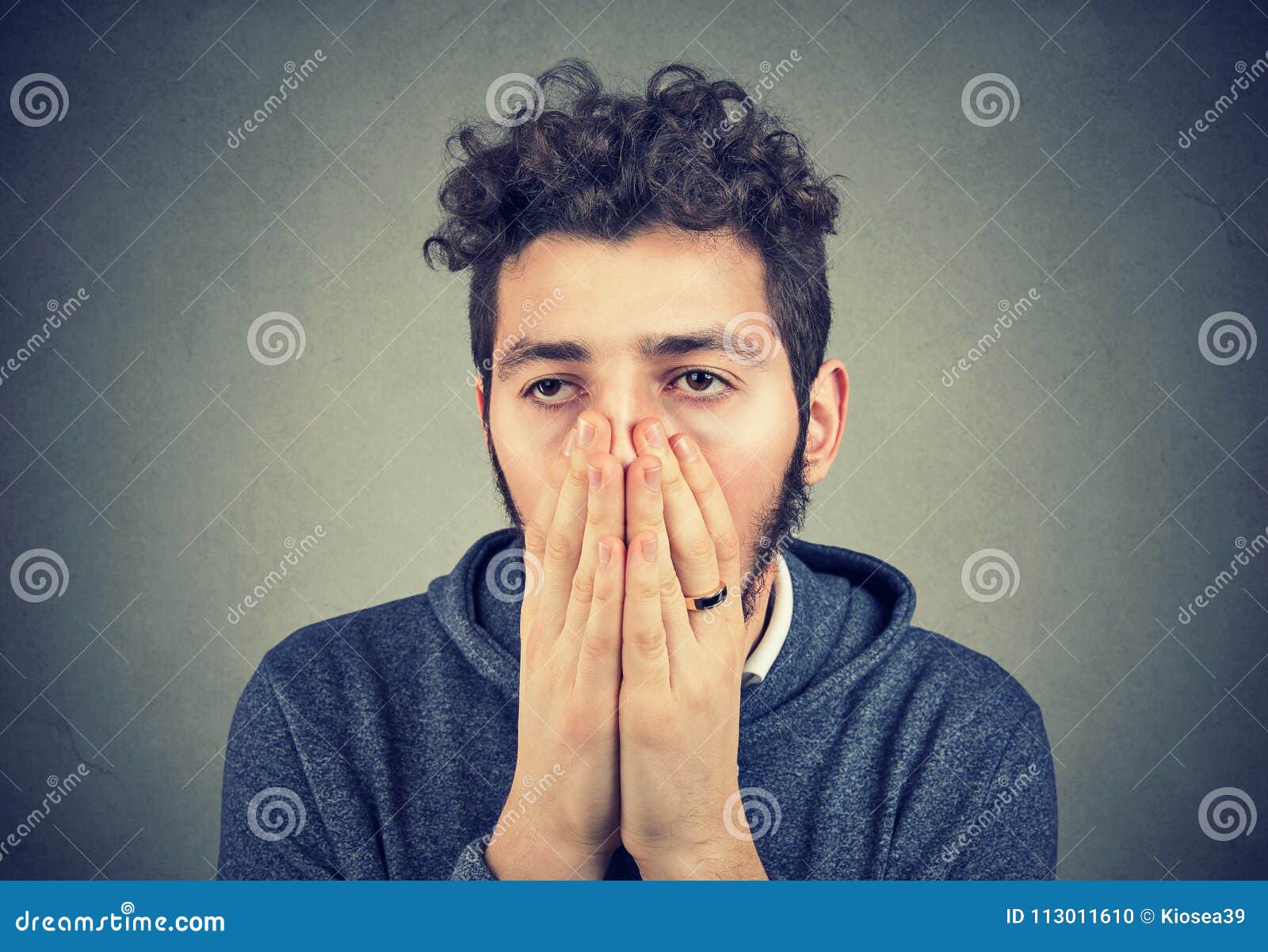 Sad Man Covering Face in Despair Stock Photo - Image of distraught ...