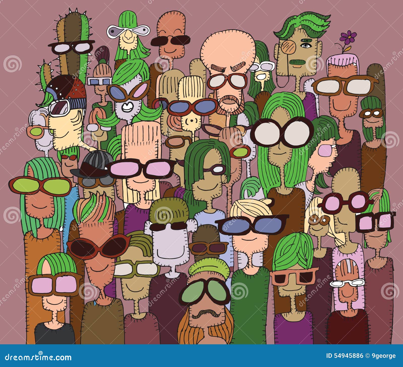 Crowd Of Happy People With Posters On The Procession. Parade, Public ...