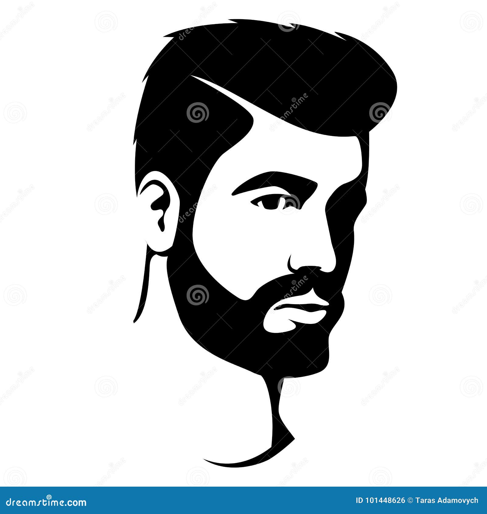 Hipster Head Face Vector Illustration Black Stock Vector - Illustration ...
