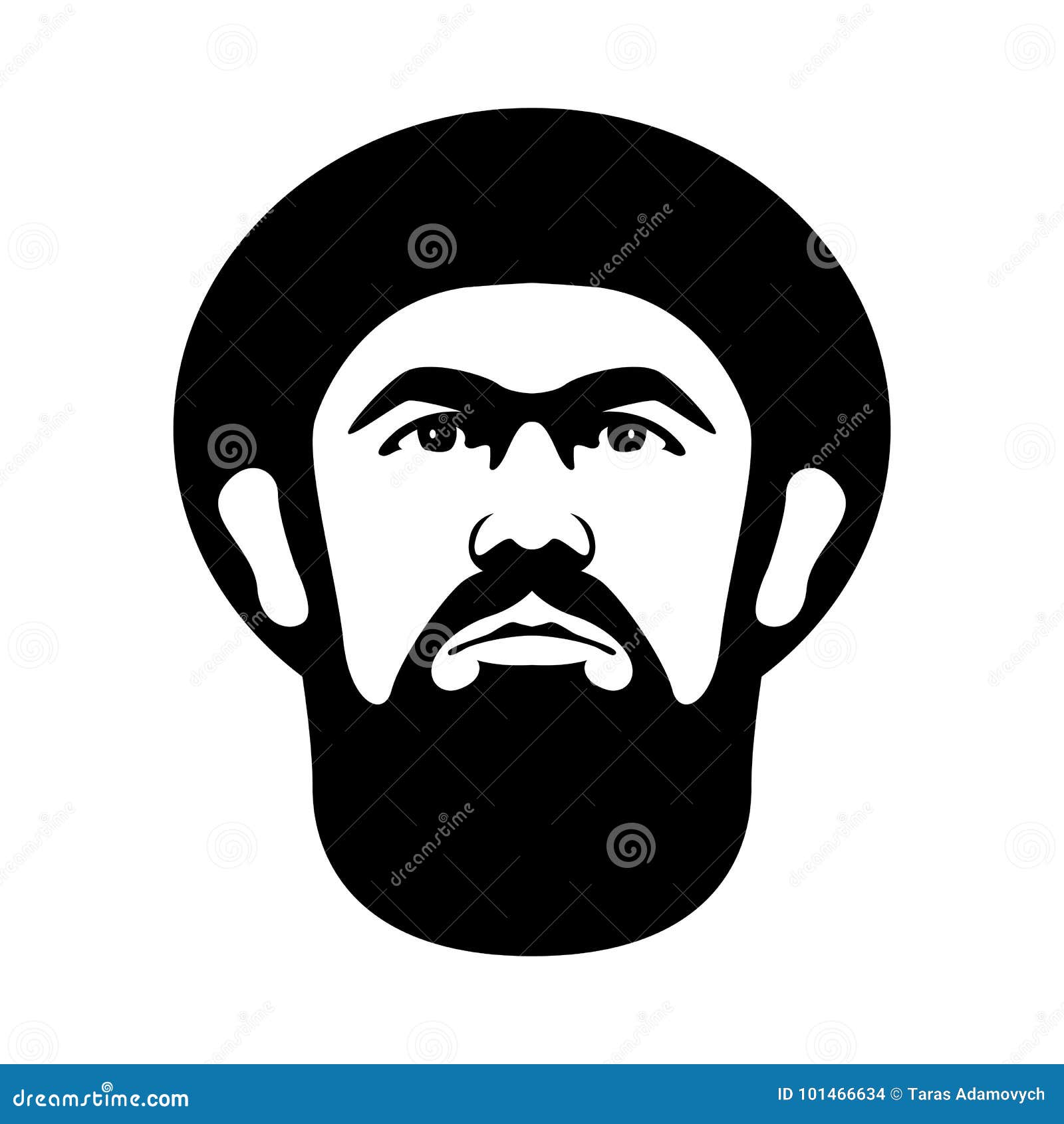 Hipster Head Face Vector Illustration Black Stock Vector - Illustration ...