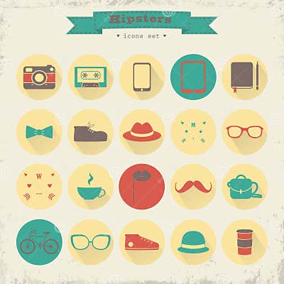 Hipster icon set. stock vector. Illustration of pictogram - 34956519
