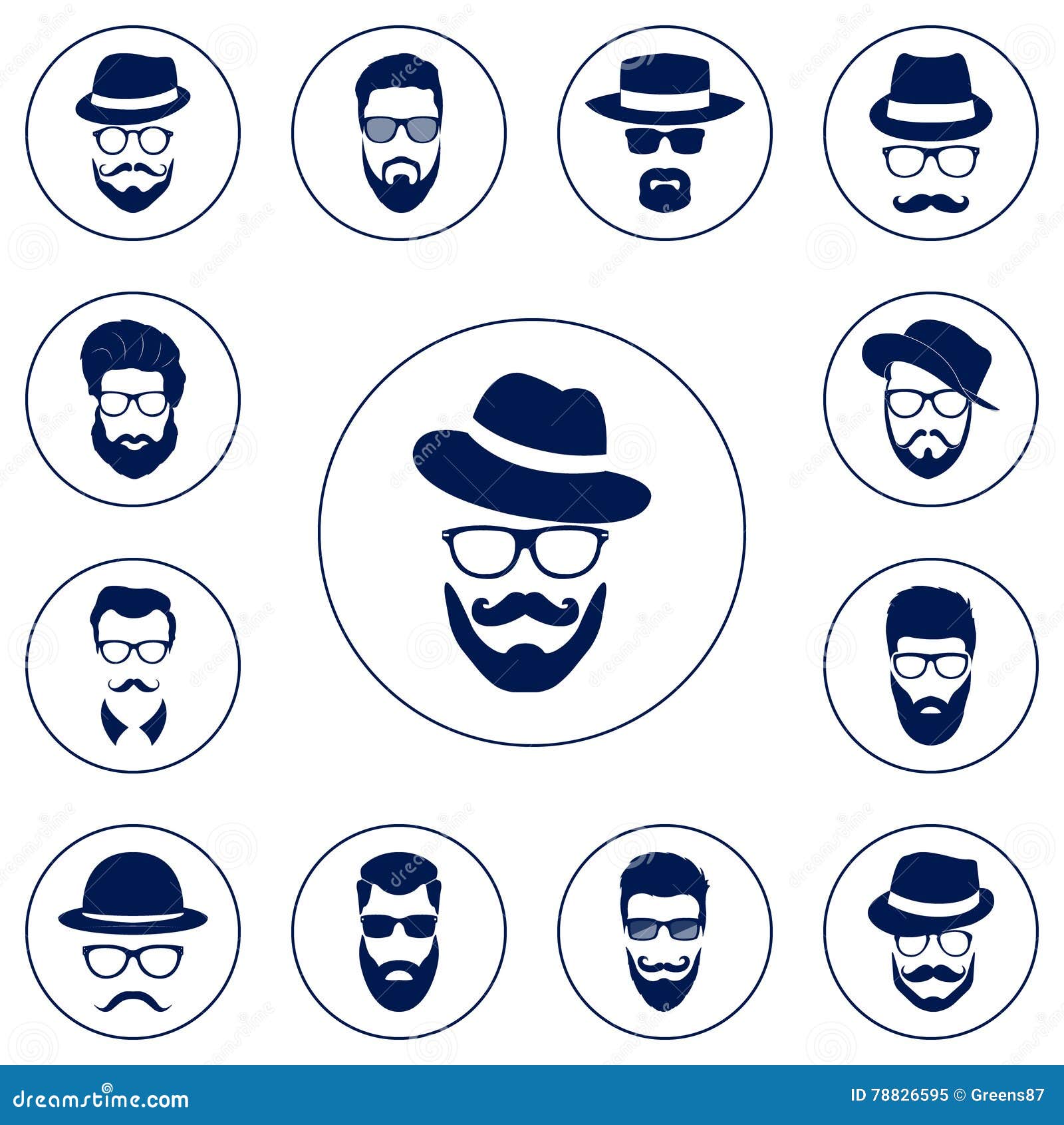 Hipster icons set stock vector. Illustration of adult - 78826595