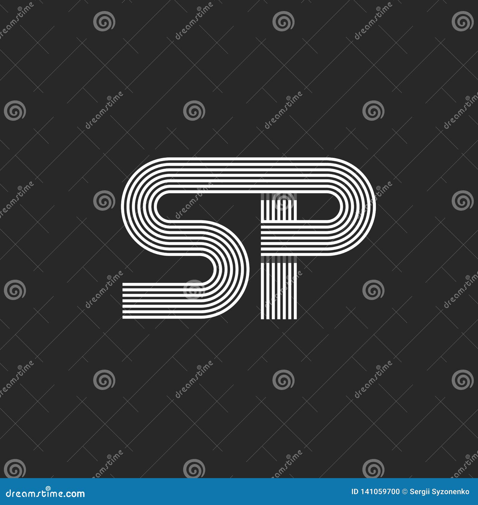 Hipster Initials SP Logo Letters Group, Offset Thin Line Combination ...