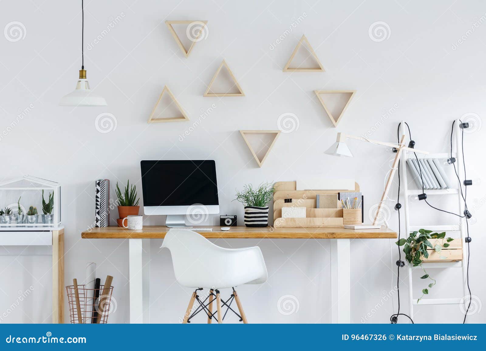 Hipster Interior with Ladder Light Stock Photo - Image of home ...