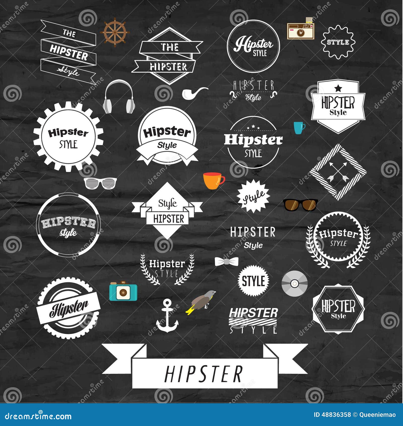 Hipster Label and Badge Icon Vector Design Stock Vector - Illustration ...