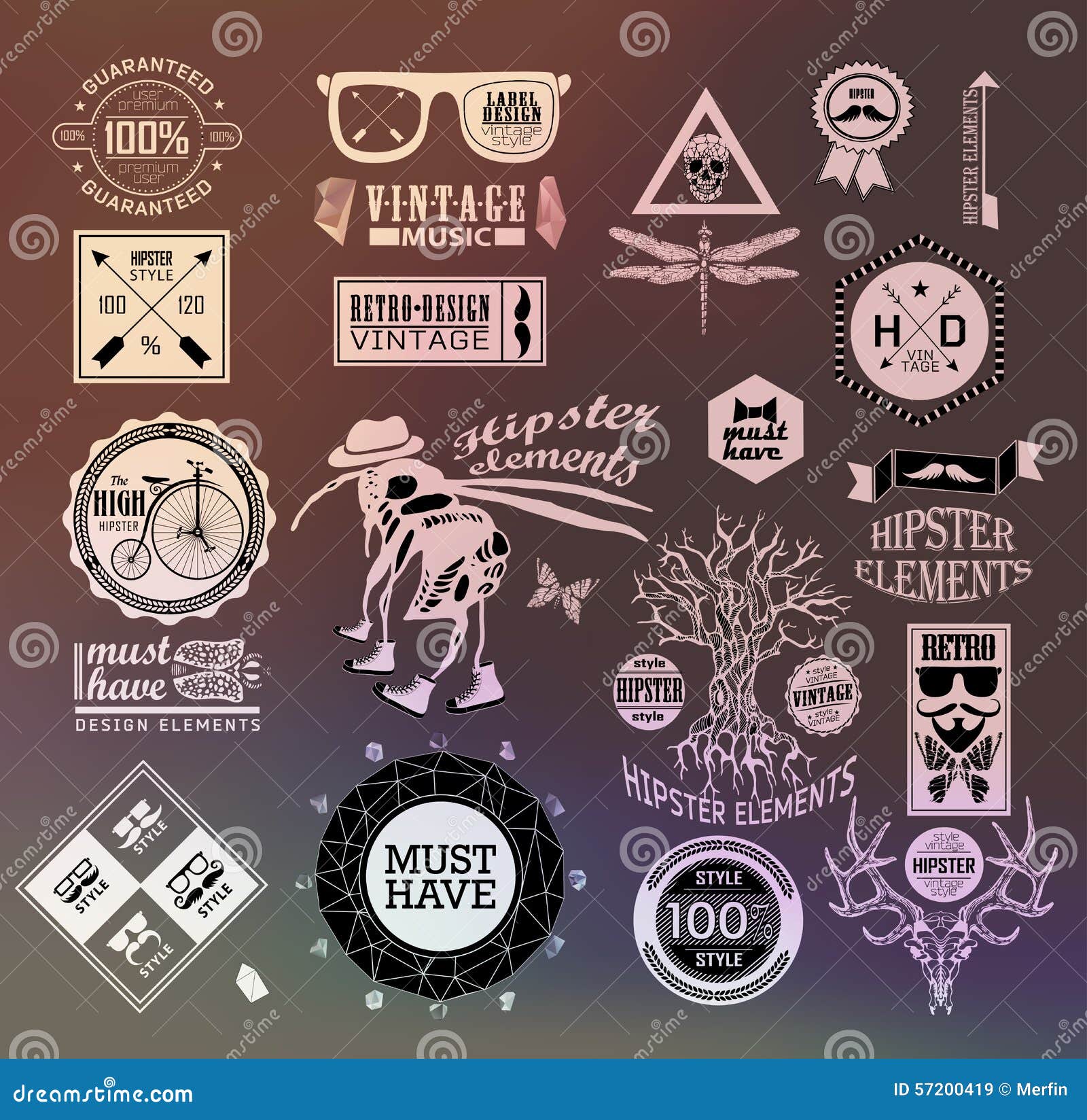 Hipster Label, Icon, Elements Stock Vector - Illustration of internet ...
