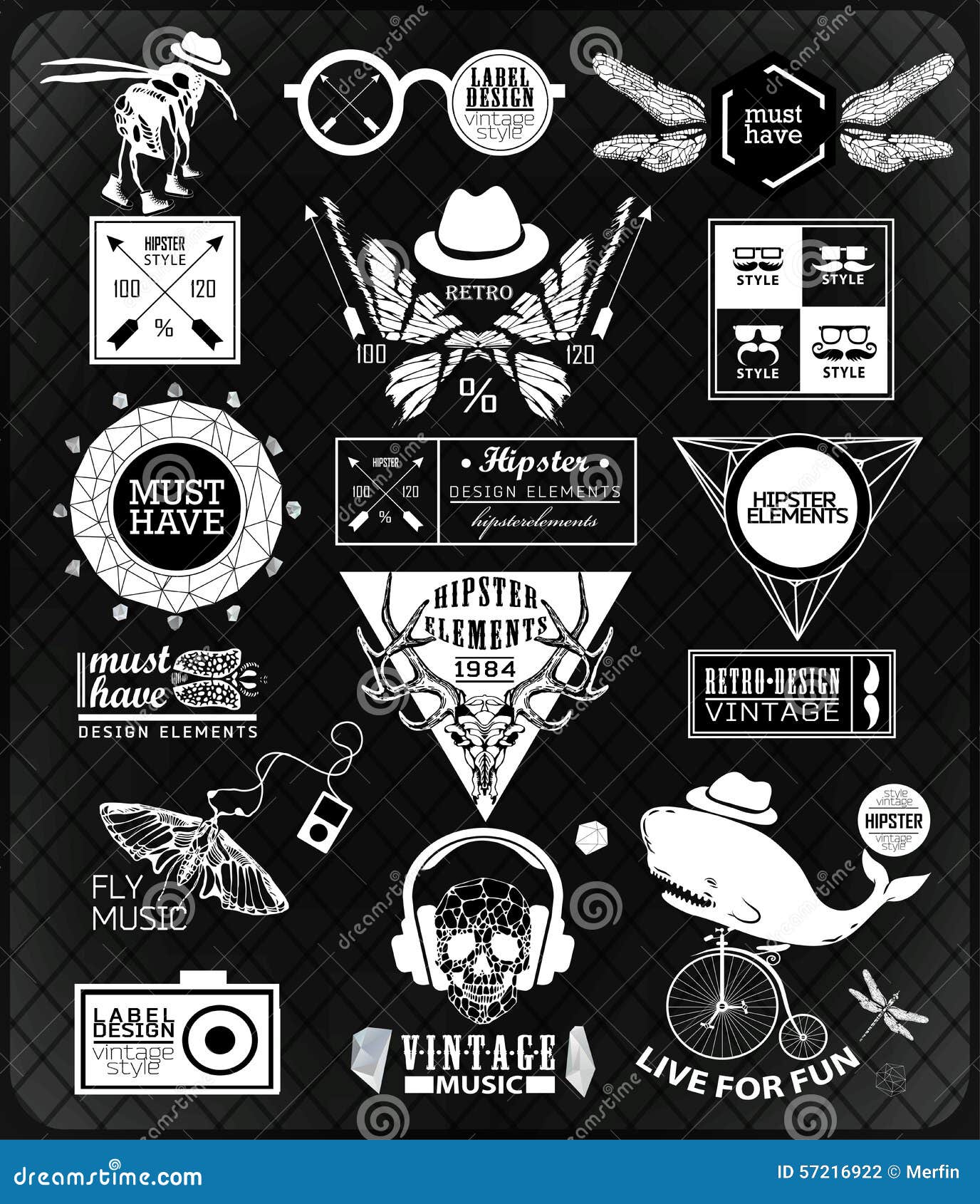 Hipster Label, Icon, Elements Stock Vector - Illustration of octopus ...