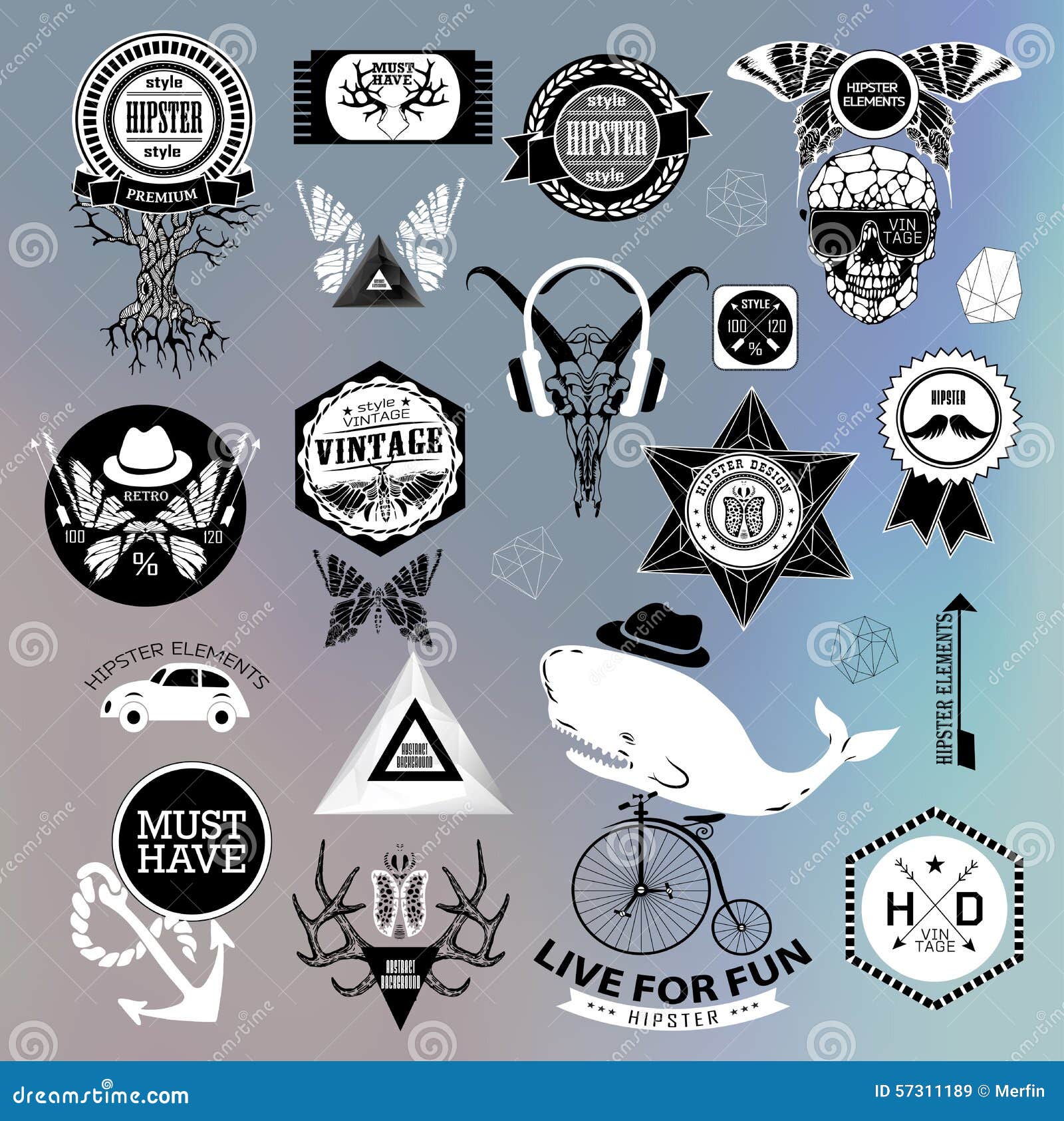 Hipster Label, Icon, Elements Stock Vector - Illustration of ornament ...