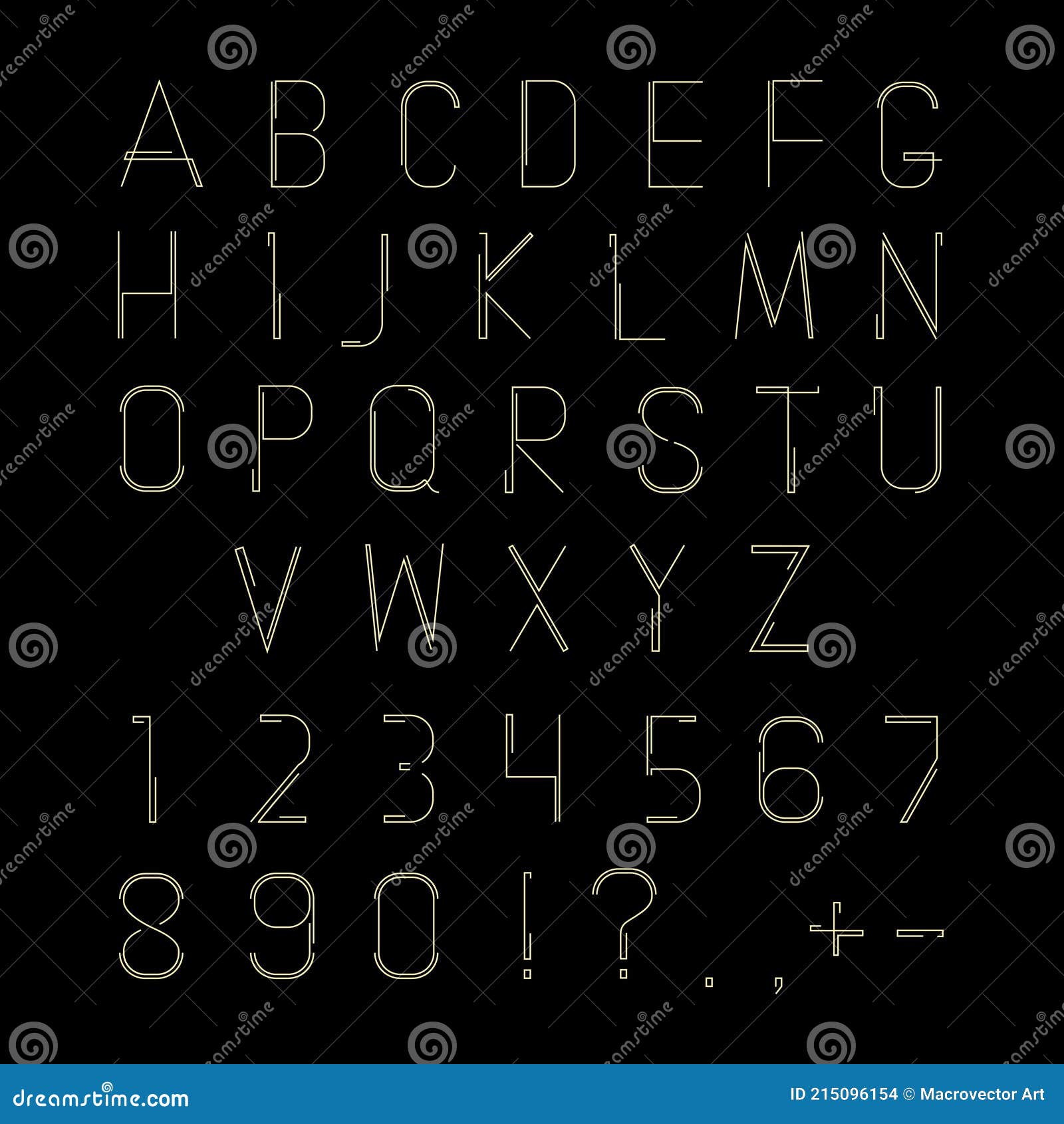 Hipster Linear Font, Vector Alphabet Stock Vector - Illustration of ...