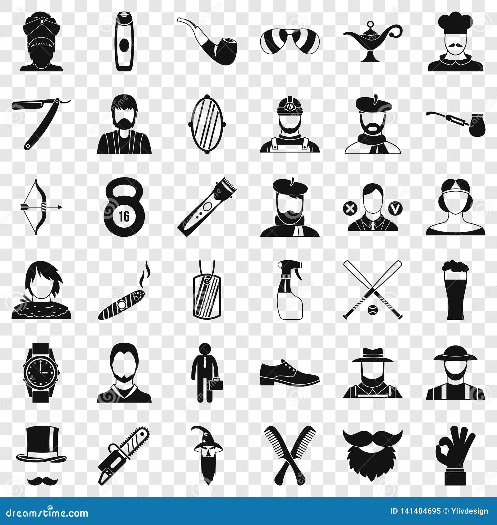 Hipster Man Icons Set, Simple Style Stock Vector - Illustration of ...