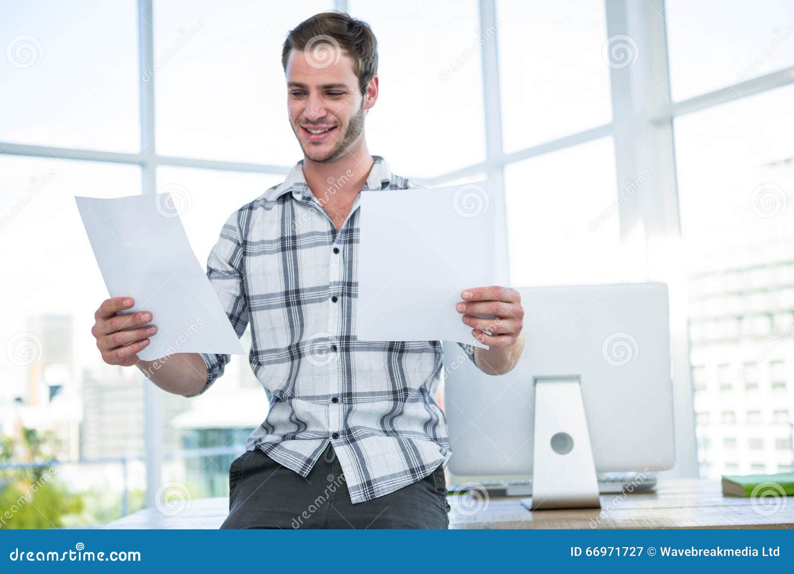Hipster Man Looking at Document Stock Image - Image of professional ...